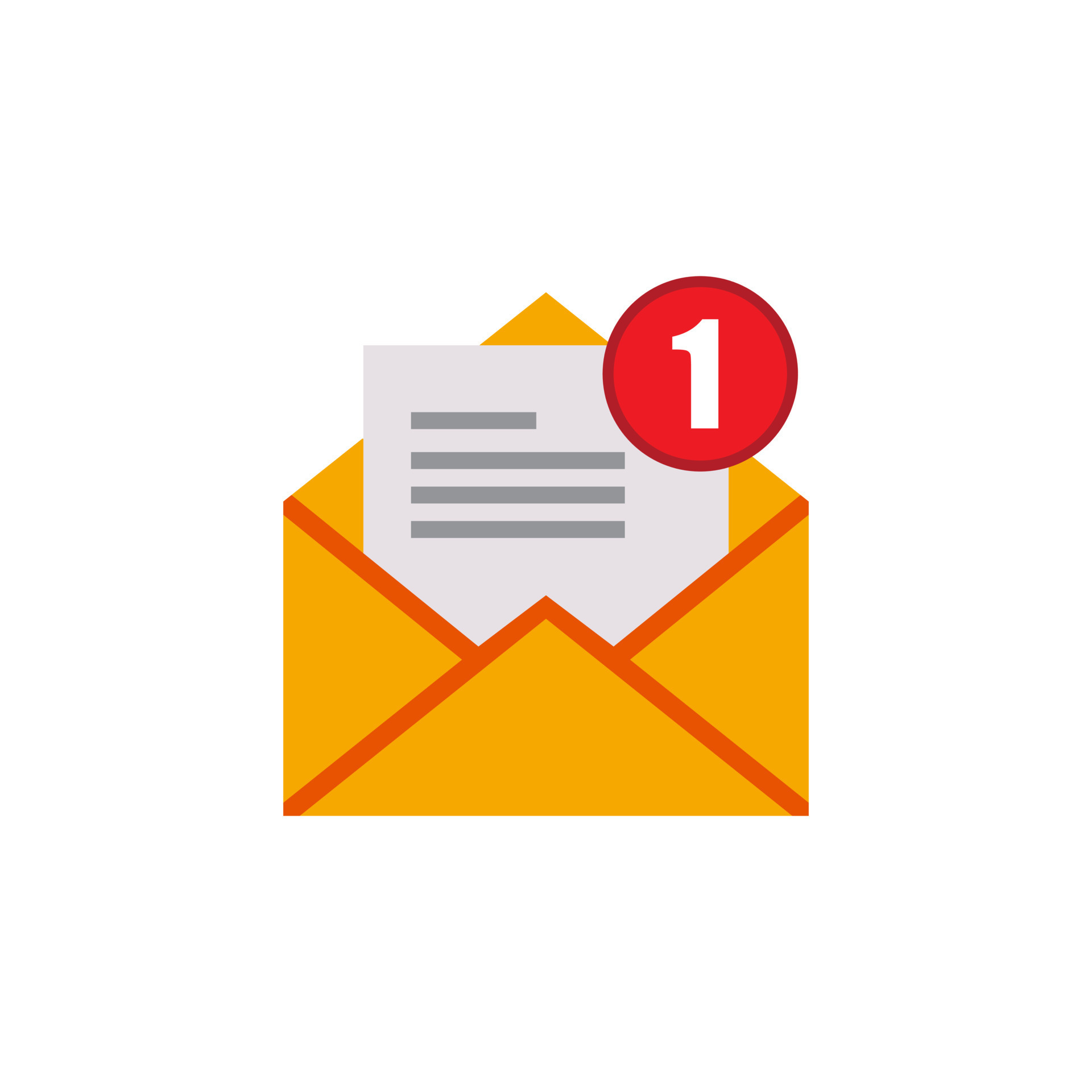 One incoming message, open message icon, notification. Vector 24274899 ...