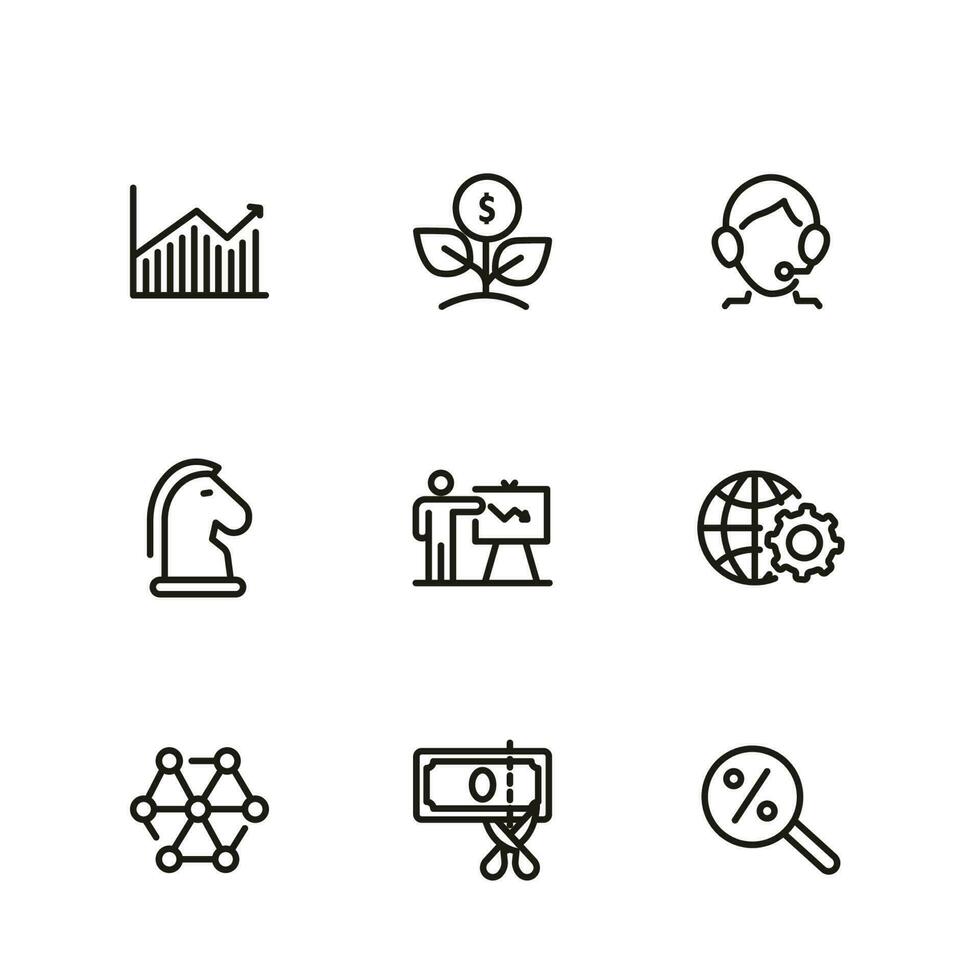 business, finance, management, icon set 24274984 Vector Art at Vecteezy
