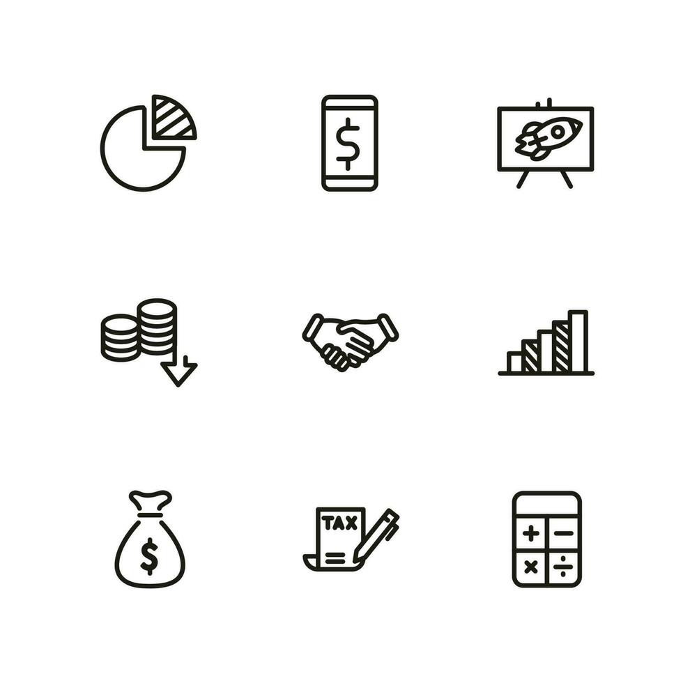 business, finance, management, icon set 24275088 Vector Art at Vecteezy