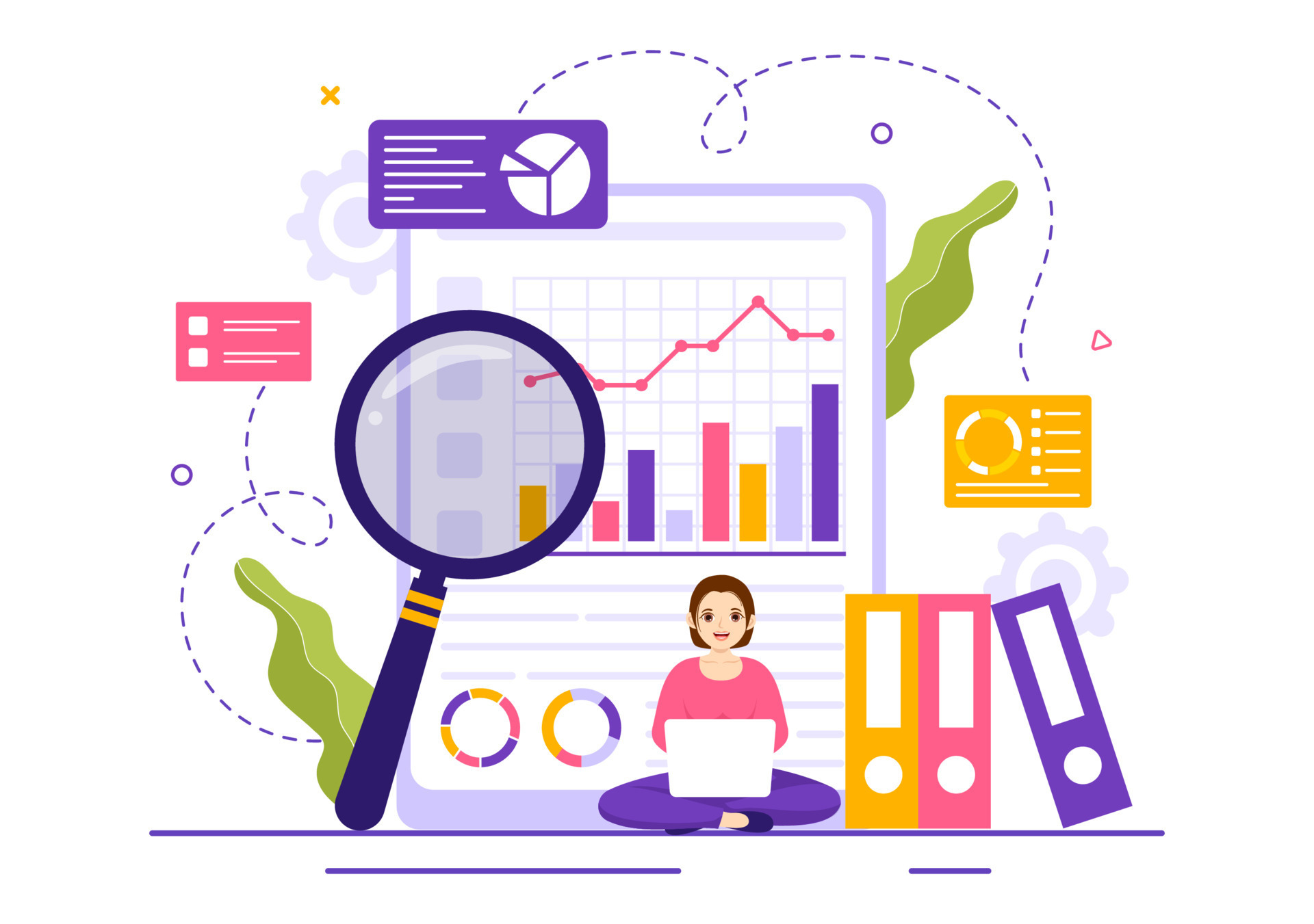 Market Research and Analysis Vector Illustration with Team Management ... Market Research and Analysis Vector Illustration with Team Management ...