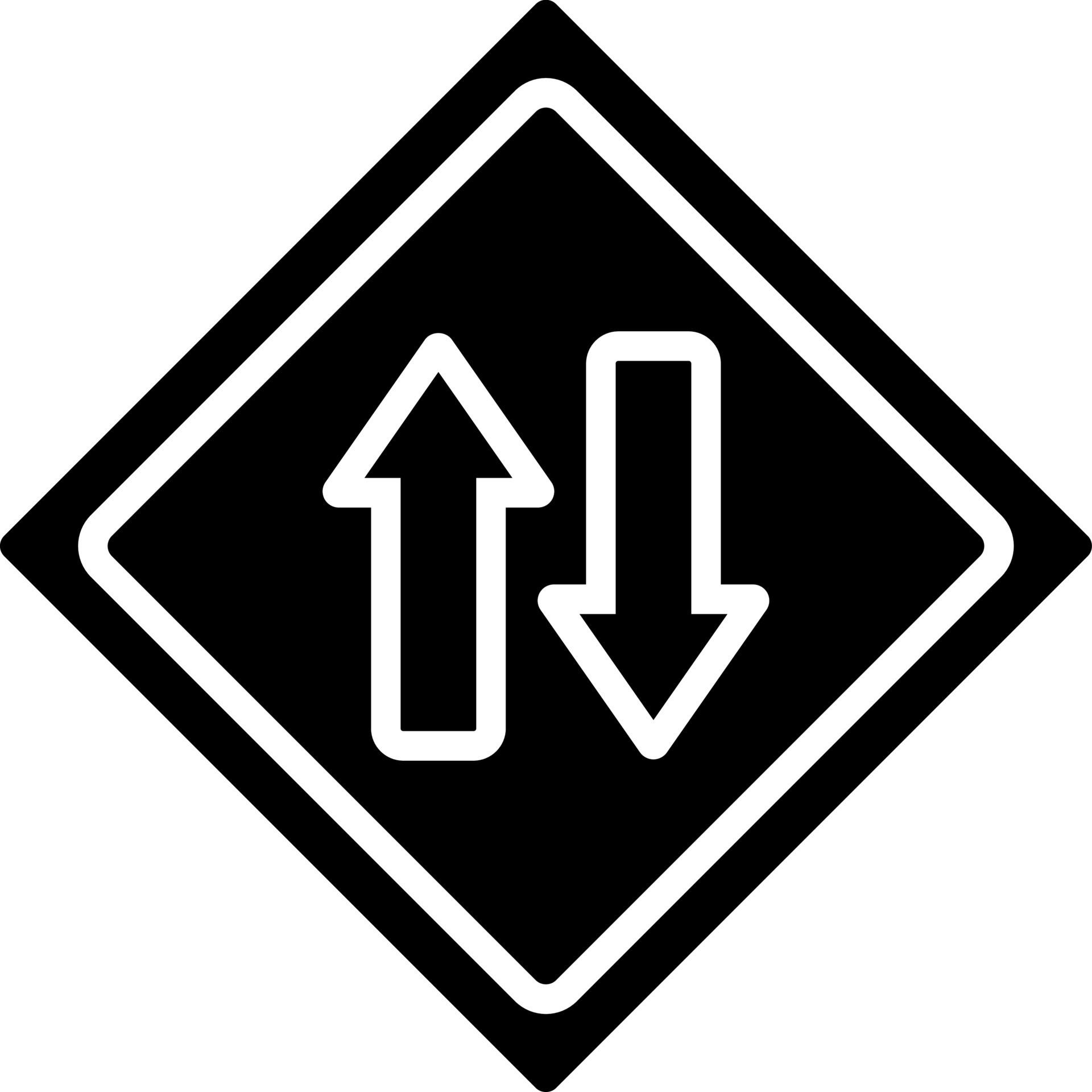 Two Way Traffic Sign Black And White