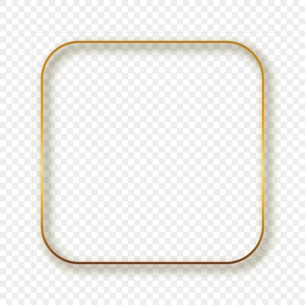 Gold glowing rounded square frame with shadow 24279632 Vector Art at Vecteezy