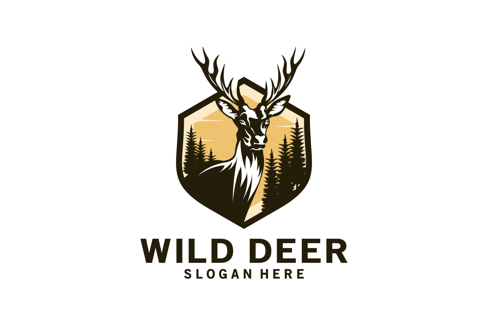 Wild Deer Logo Design With Vintage Nature Background 24280132 Vector