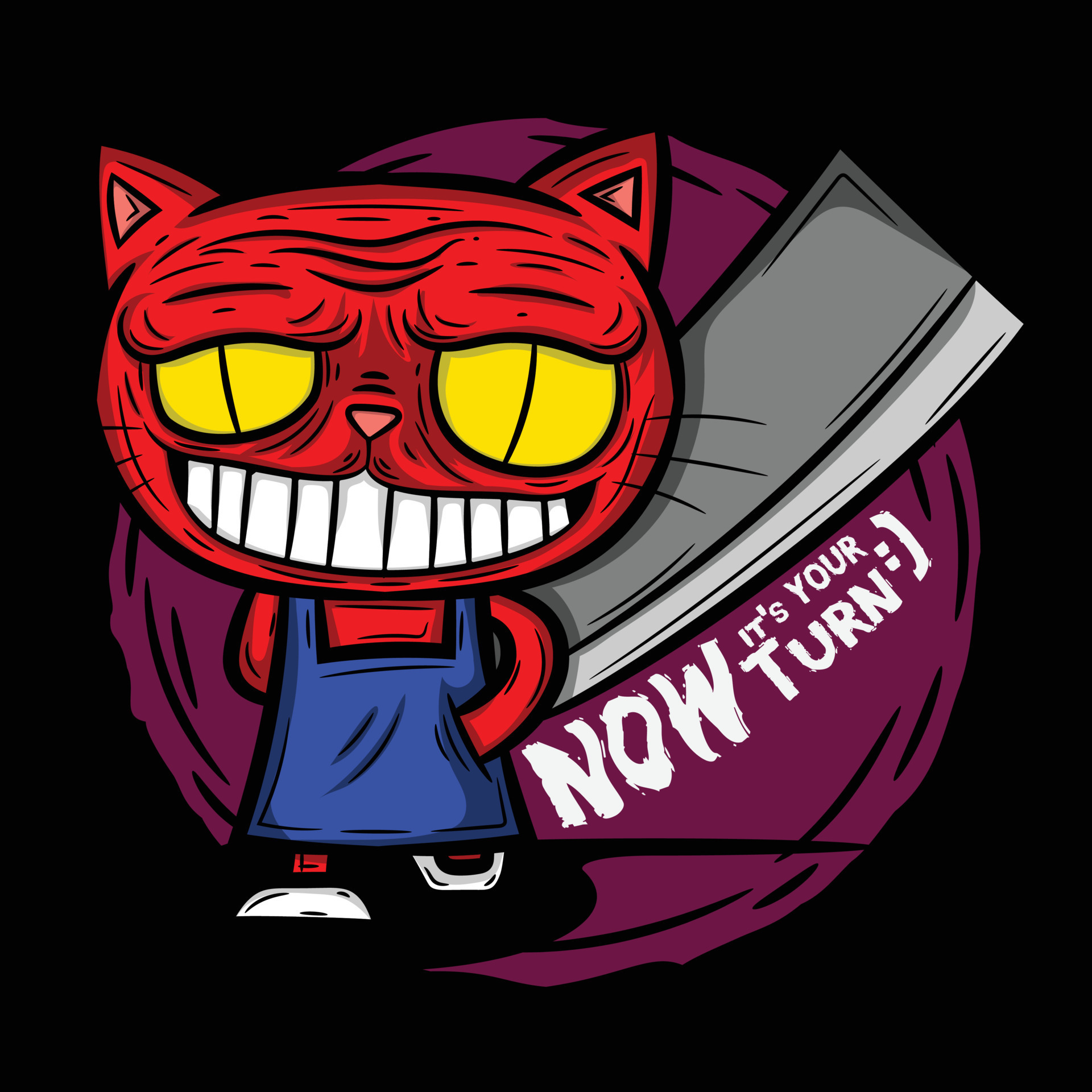 Vector Illustration Of A Psychopathic Cat 24280936 Vector Art At Vecteezy