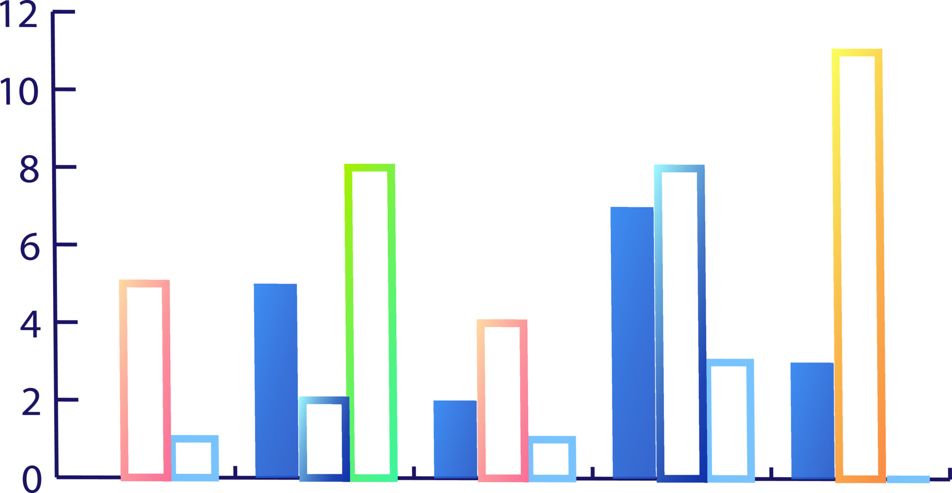 Line art illustration of colorful bar graph. 24282111 Vector Art at ...