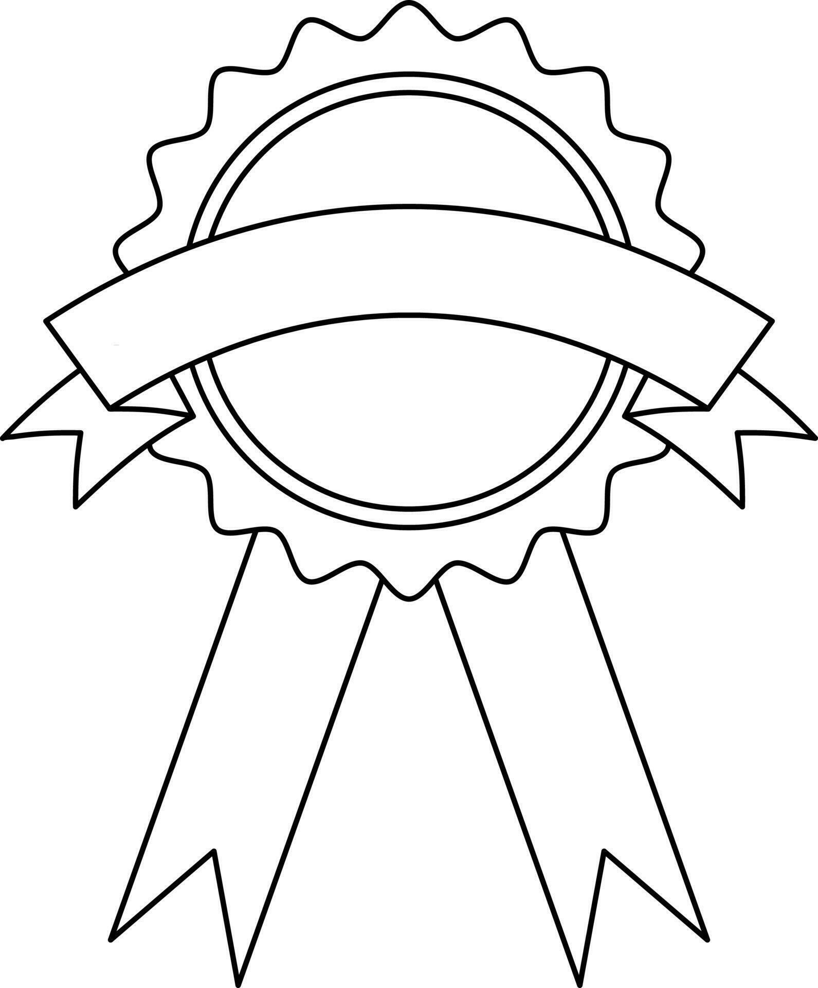 Black line art badge decorated with ribbon. 24284857 Vector Art at Vecteezy