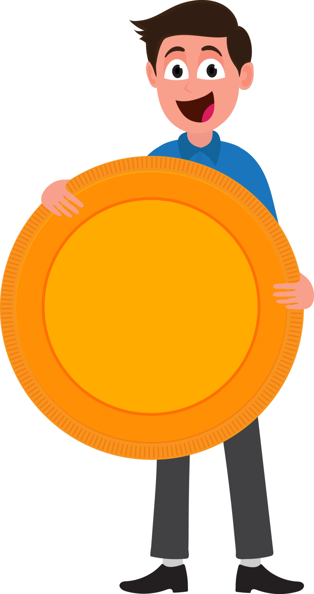 Businessman holding big golden coin. 24285885 Vector Art at Vecteezy Businessman holding big golden coin. 24285885 Vector Art at Vecteezy