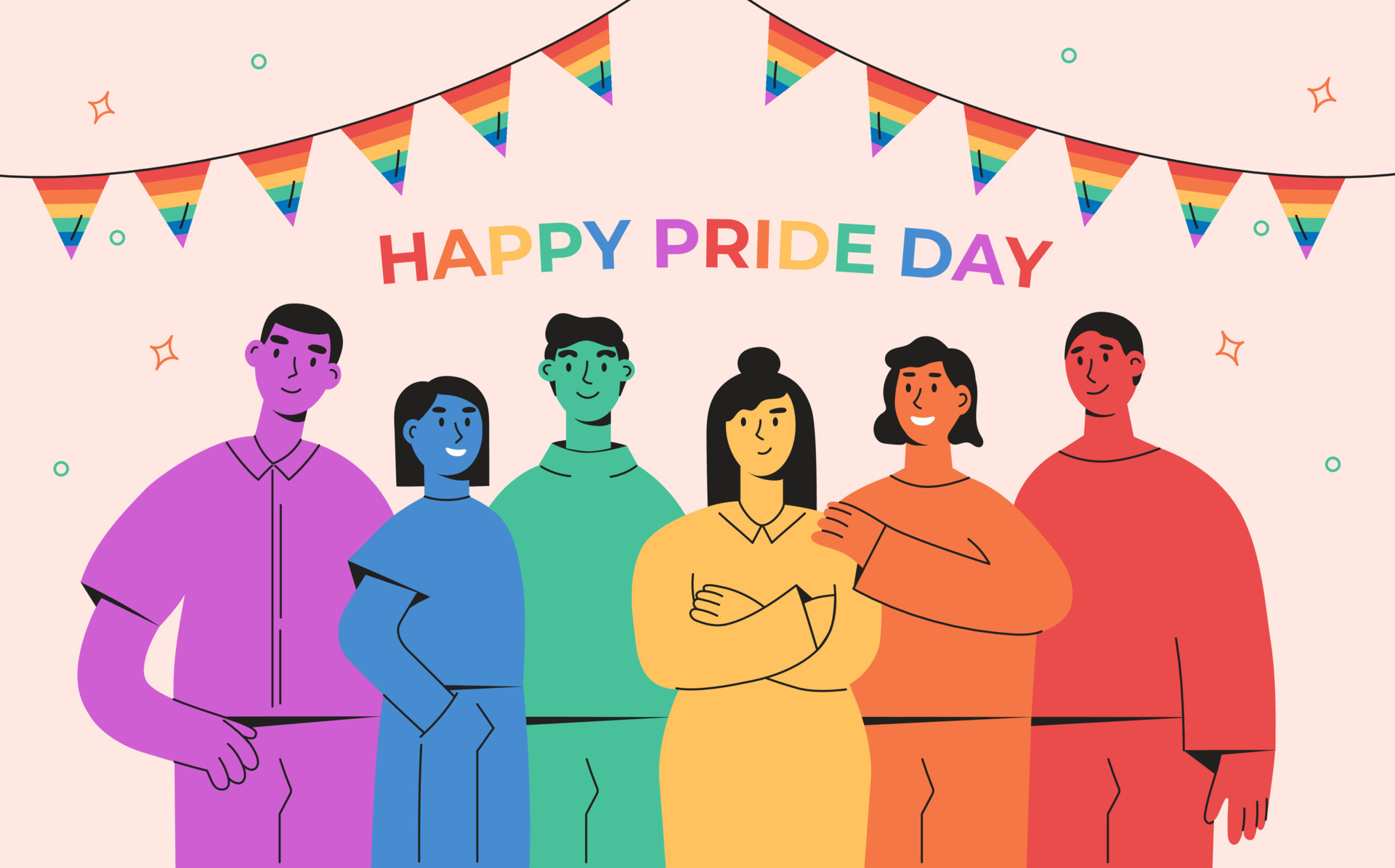 Abstract People Community Lgbt Community Are Standing Hugging Together Horizontal Background