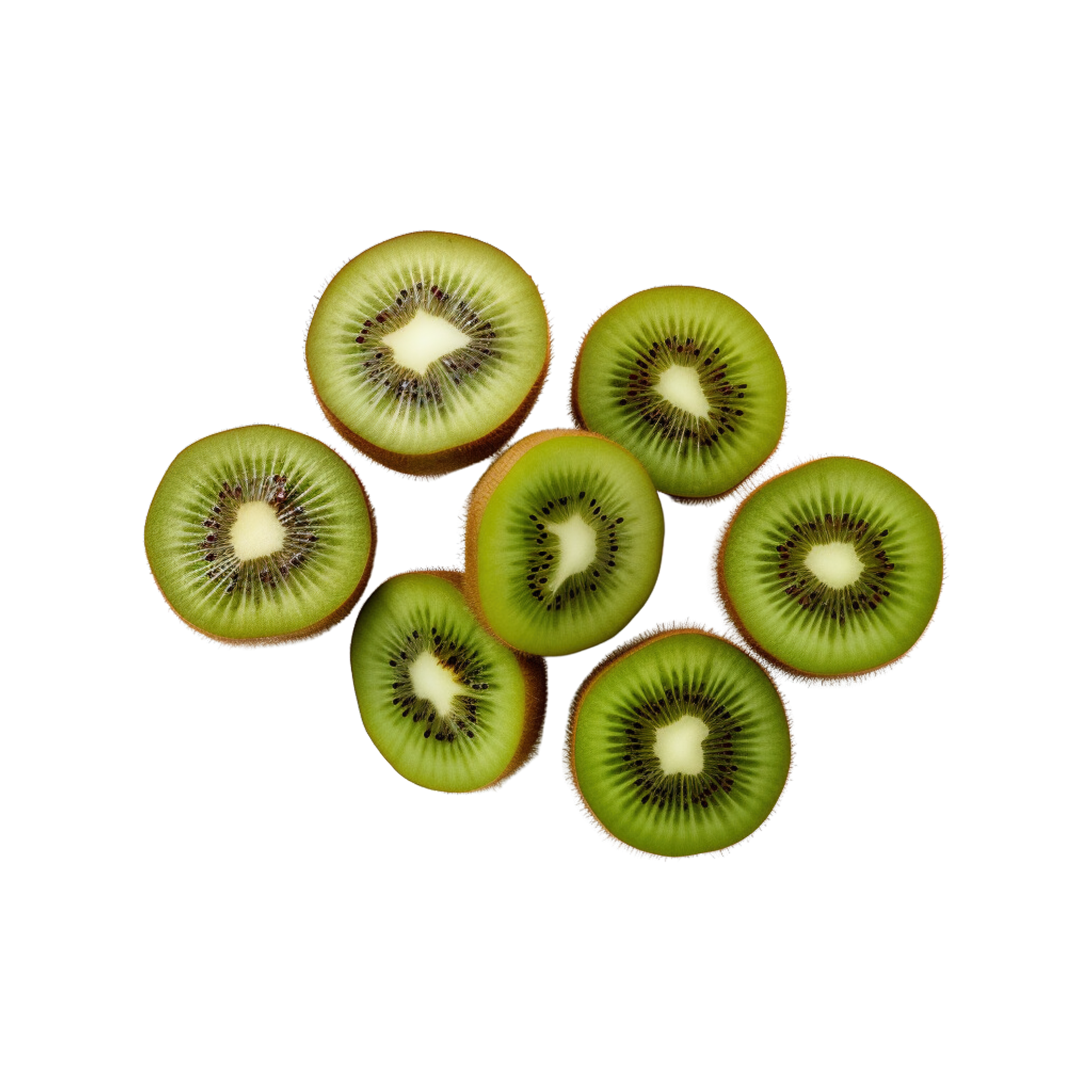 Haut vue tranche de Frais Kiwis fruit isolé sur transparent Contexte. coupure chemin. ai généré ...