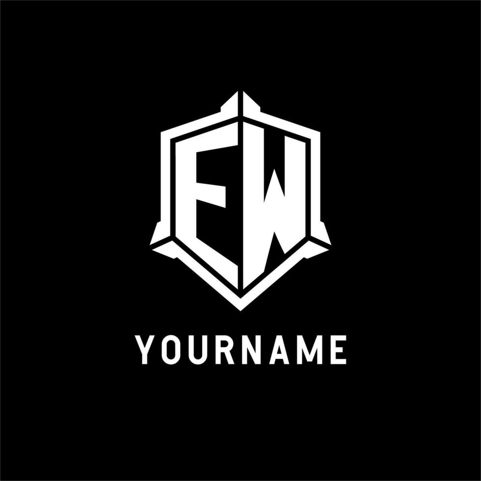 EW logo initial with shield shape design style 24300641 Vector Art at Vecteezy