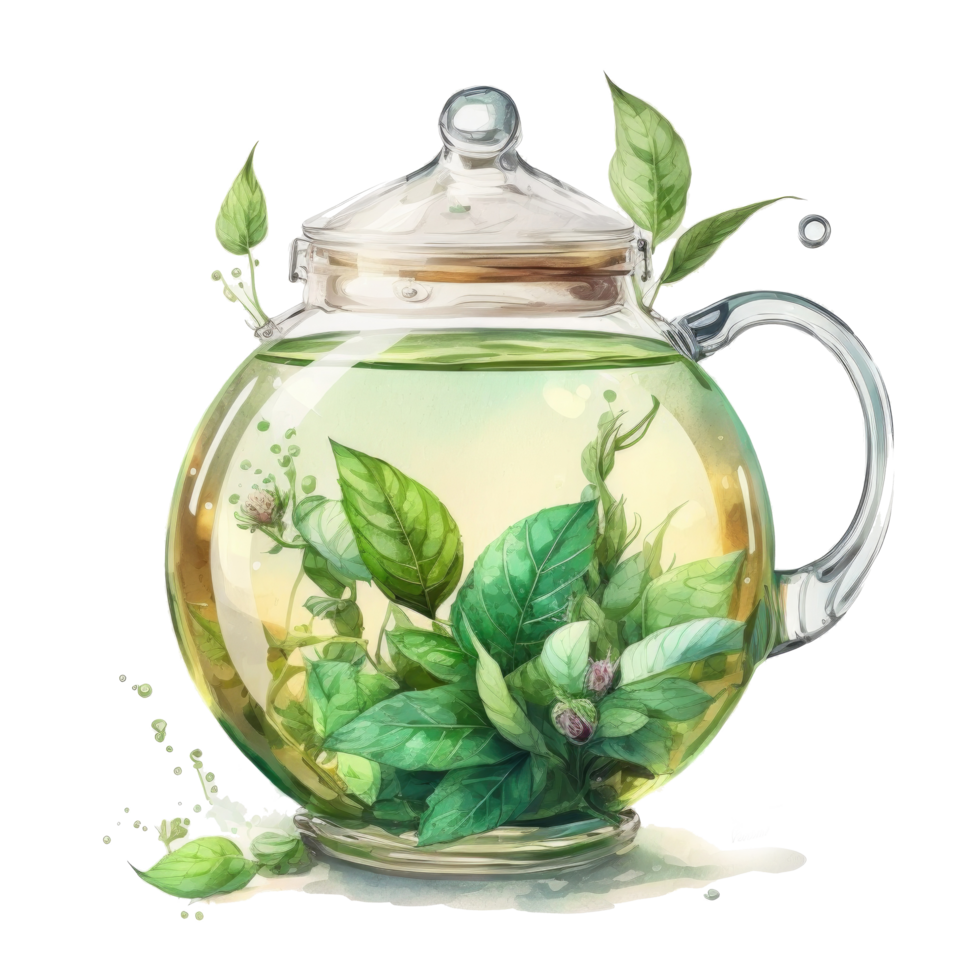 Watercolor green tea. Illustration 24302194 PNG