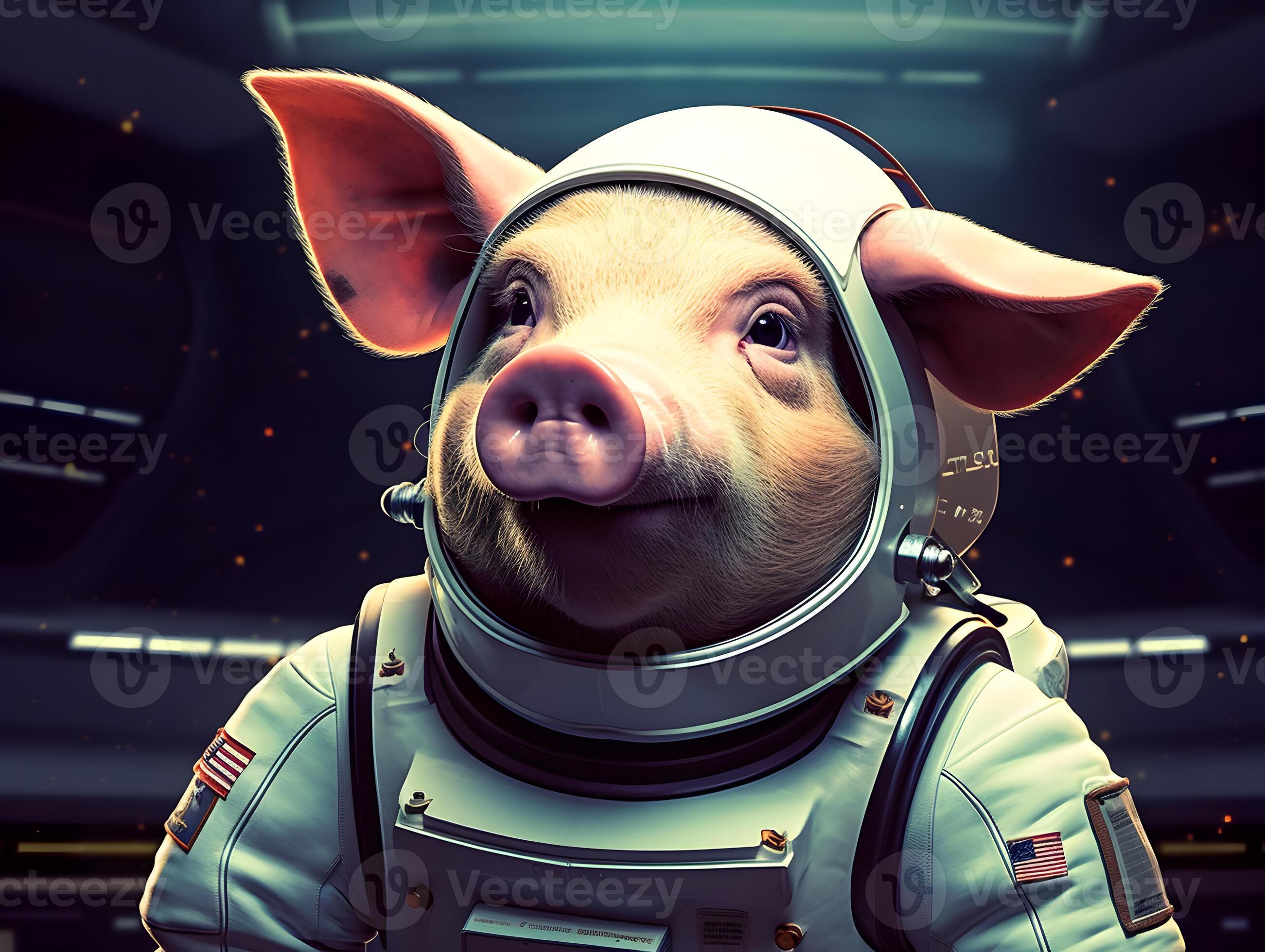 Adorable pig in spacesuit. Piggy astronaut. . 24305860 Stock Photo at ...