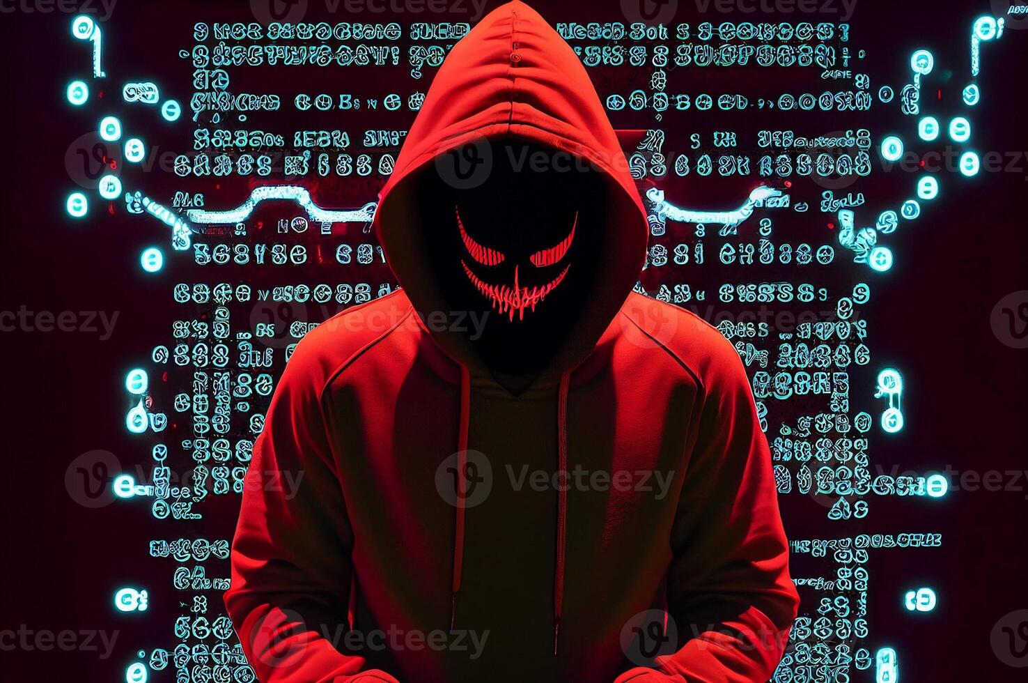 Anonymous Modernized Hacker Concept Of Red Hat Hacking Cybersecurity