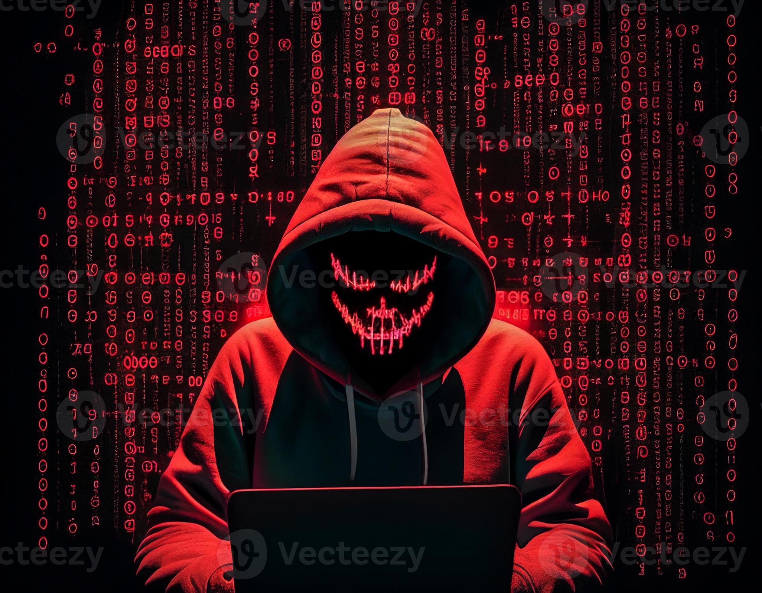 Anonymous modernized hacker. Concept of red hat, hacking cybersecurity ...