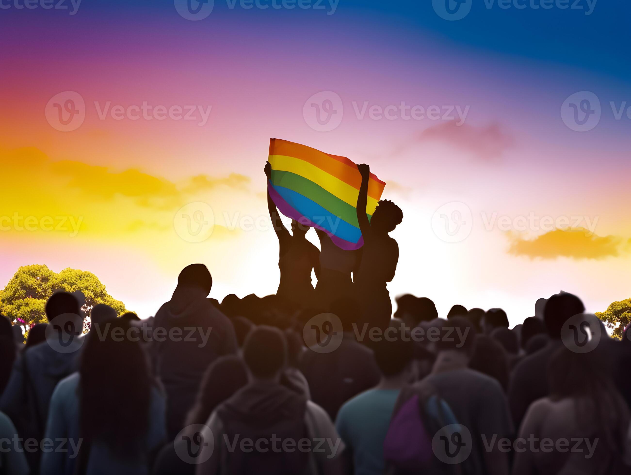 Silhouette of pride parade people. LGBTQ pride. 24307317 Stock Photo at ...