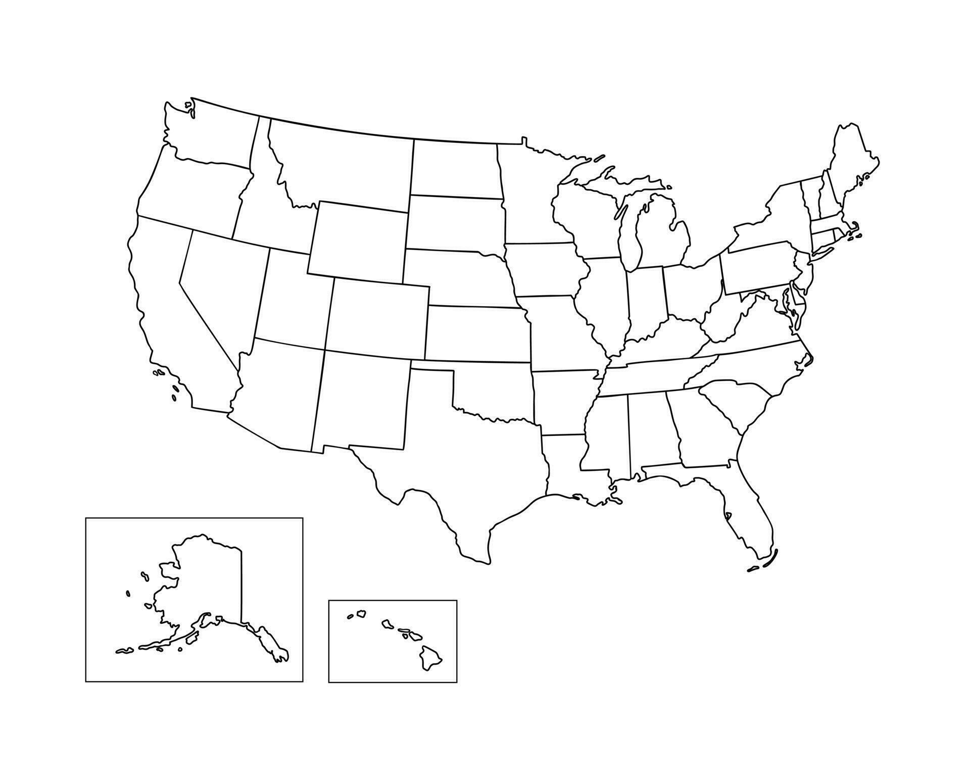 United States of America political map simple outline vector ...