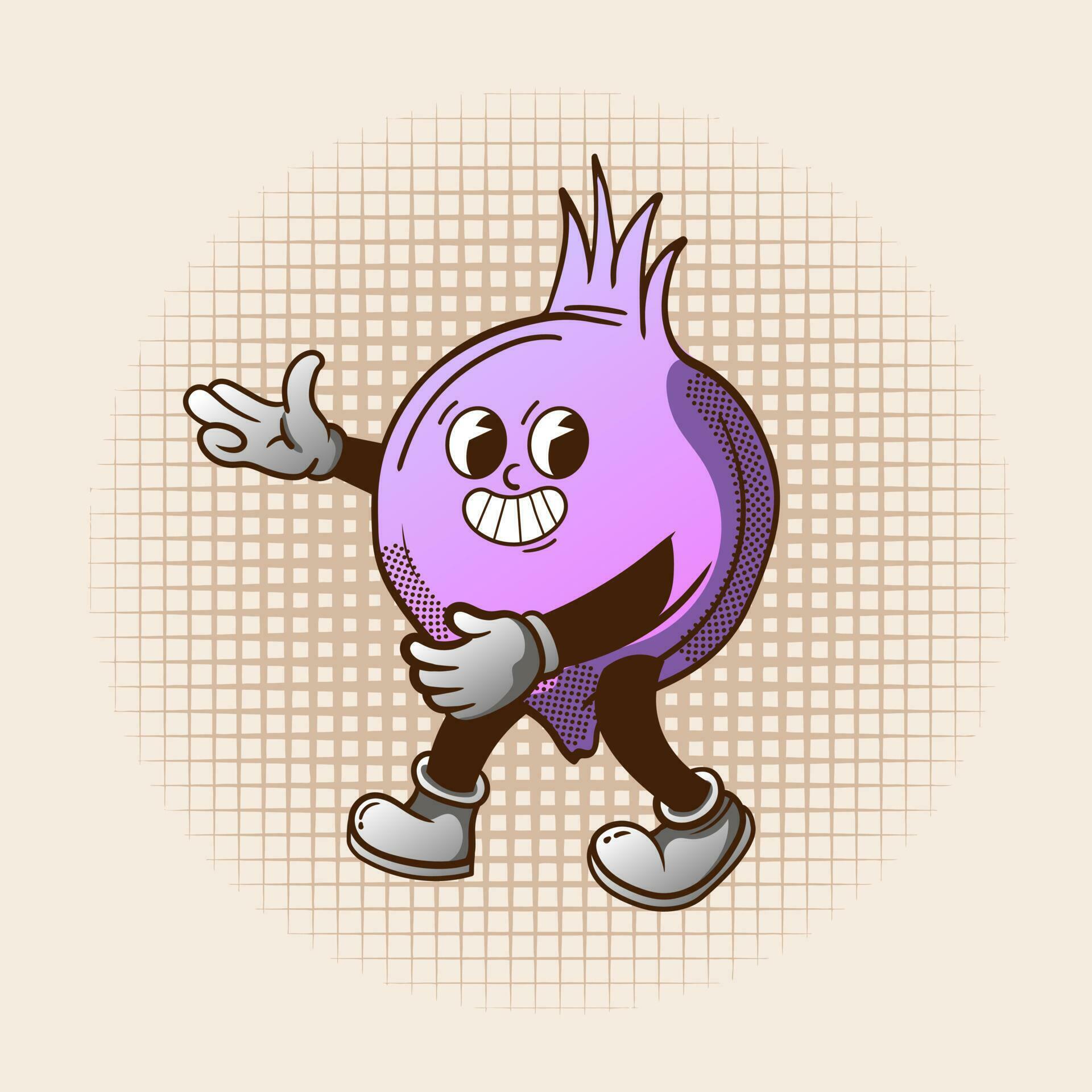 Vegetables Funny cartoon characters Groovy hippie 70s. Sticker pack ...