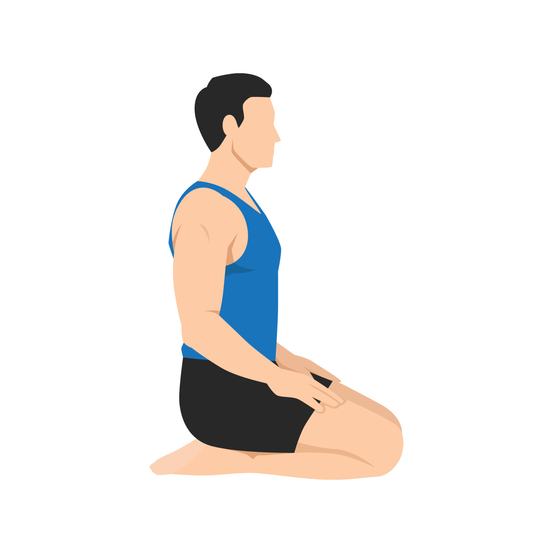 Man doing Thunderbolt Pose, Adamantine Pose, Diamond Pose. Practice Vajrasana. 24311259 Vector ...