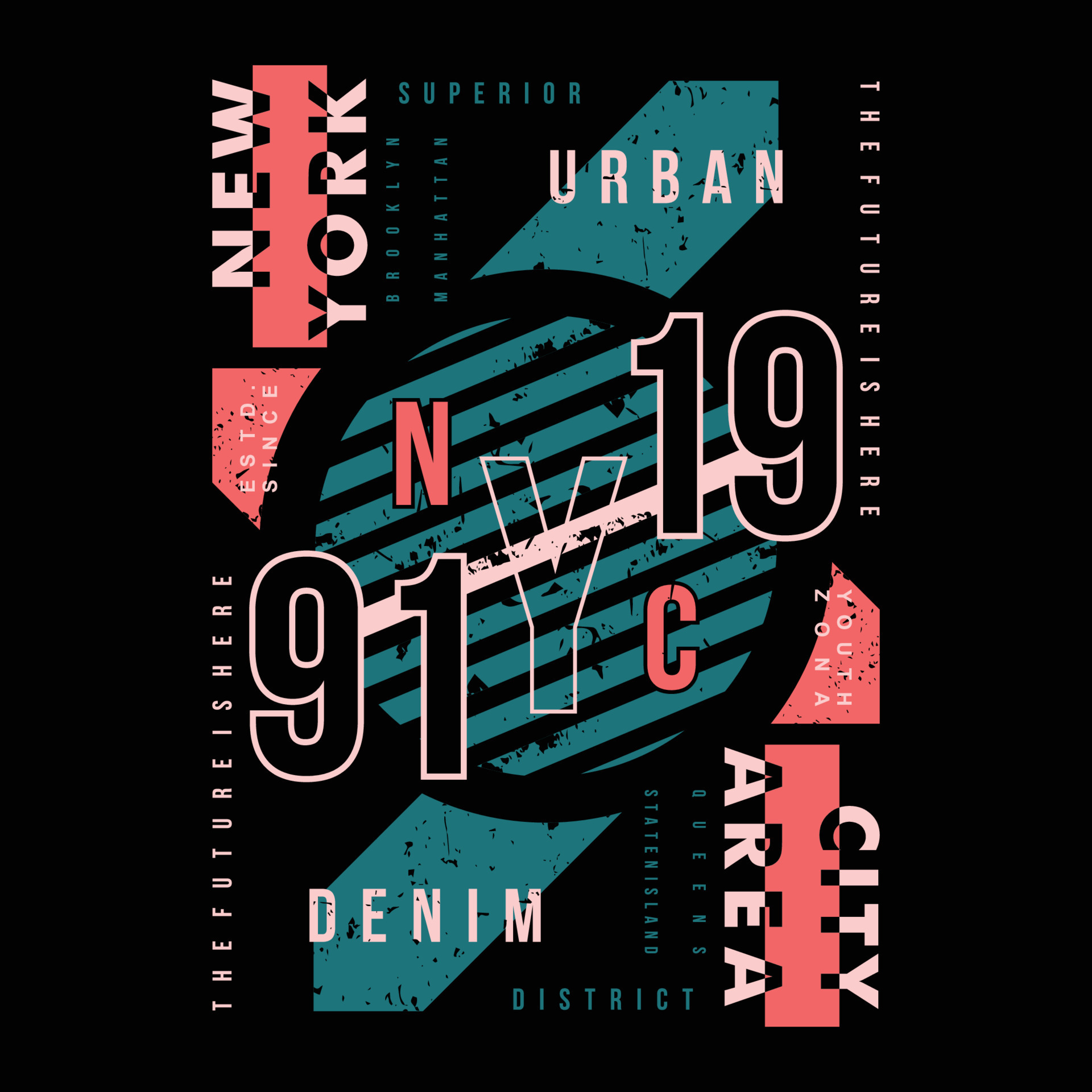 New York City Urban Street Graphic Design Typography Vector