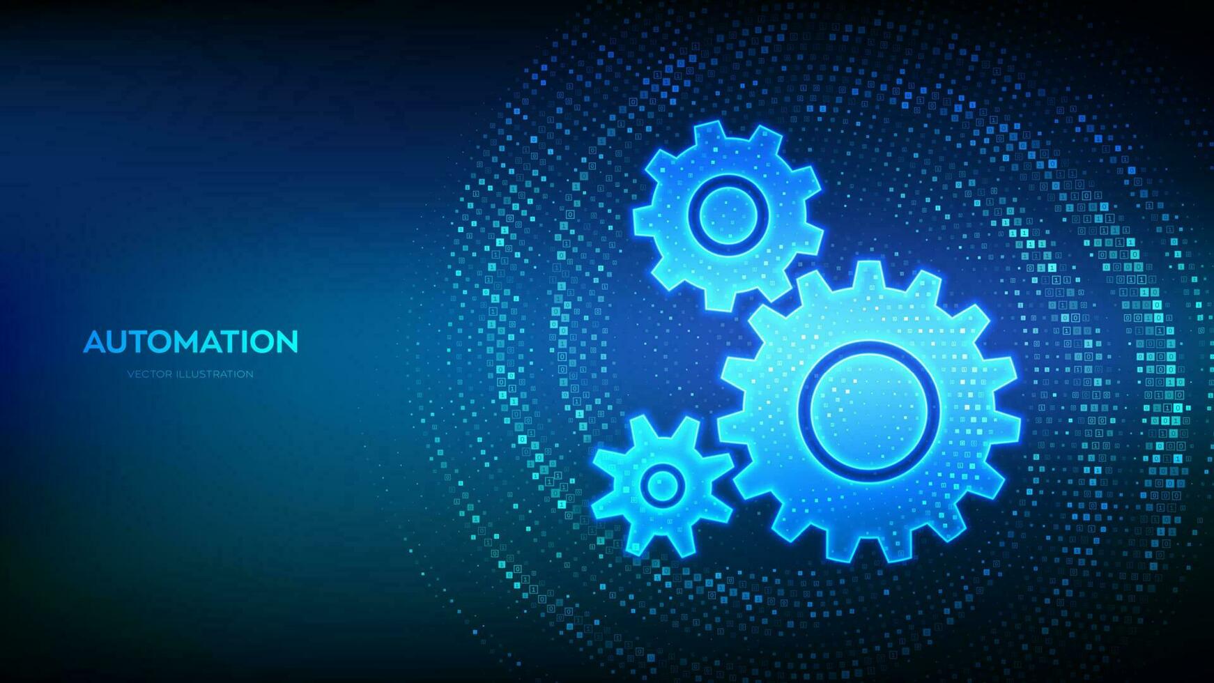 Automation Software Background Gears Icons Made With Binary Code Iot And Automation Concept