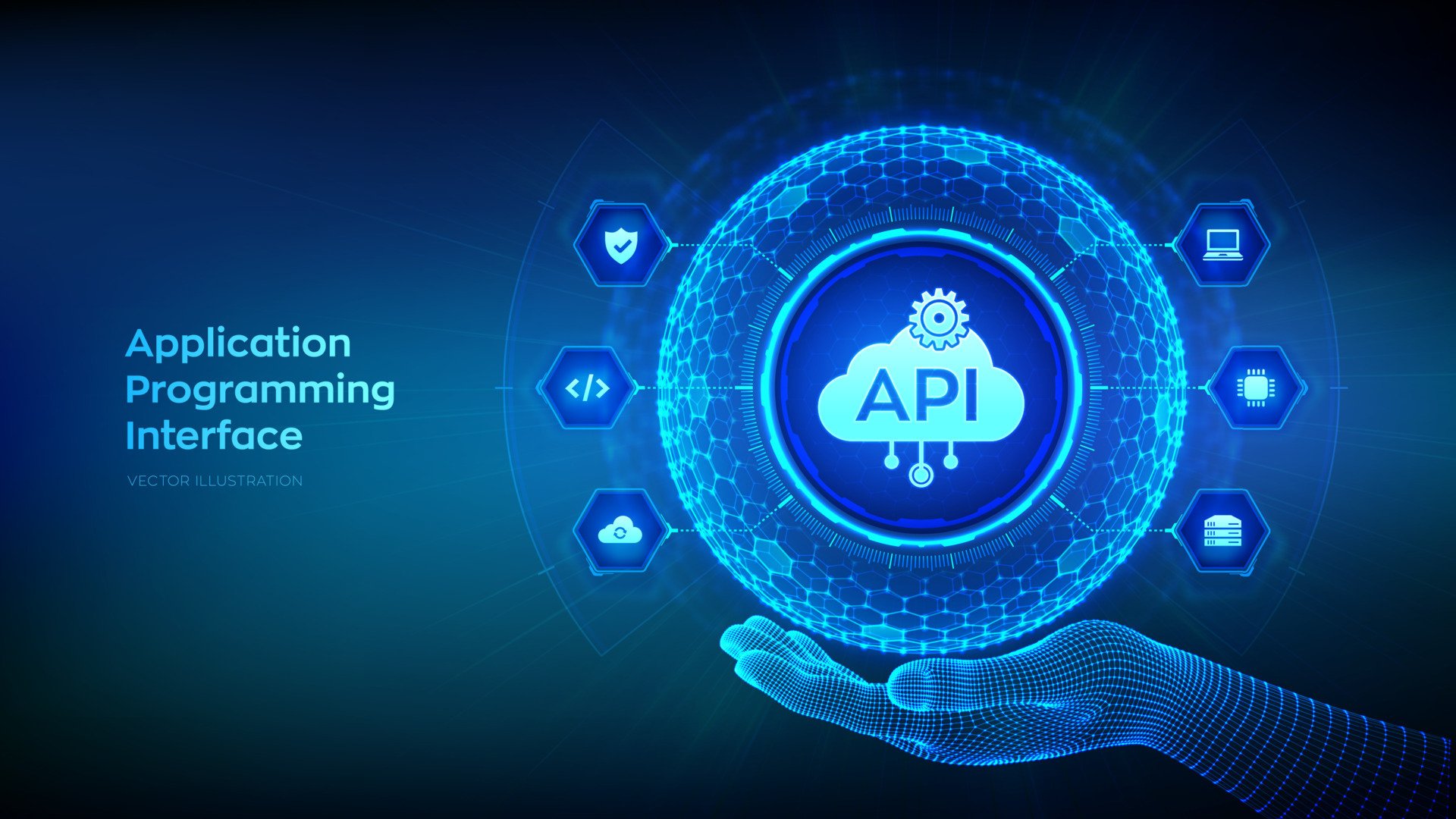API. Application Programming Interface in the shape of sphere with ...