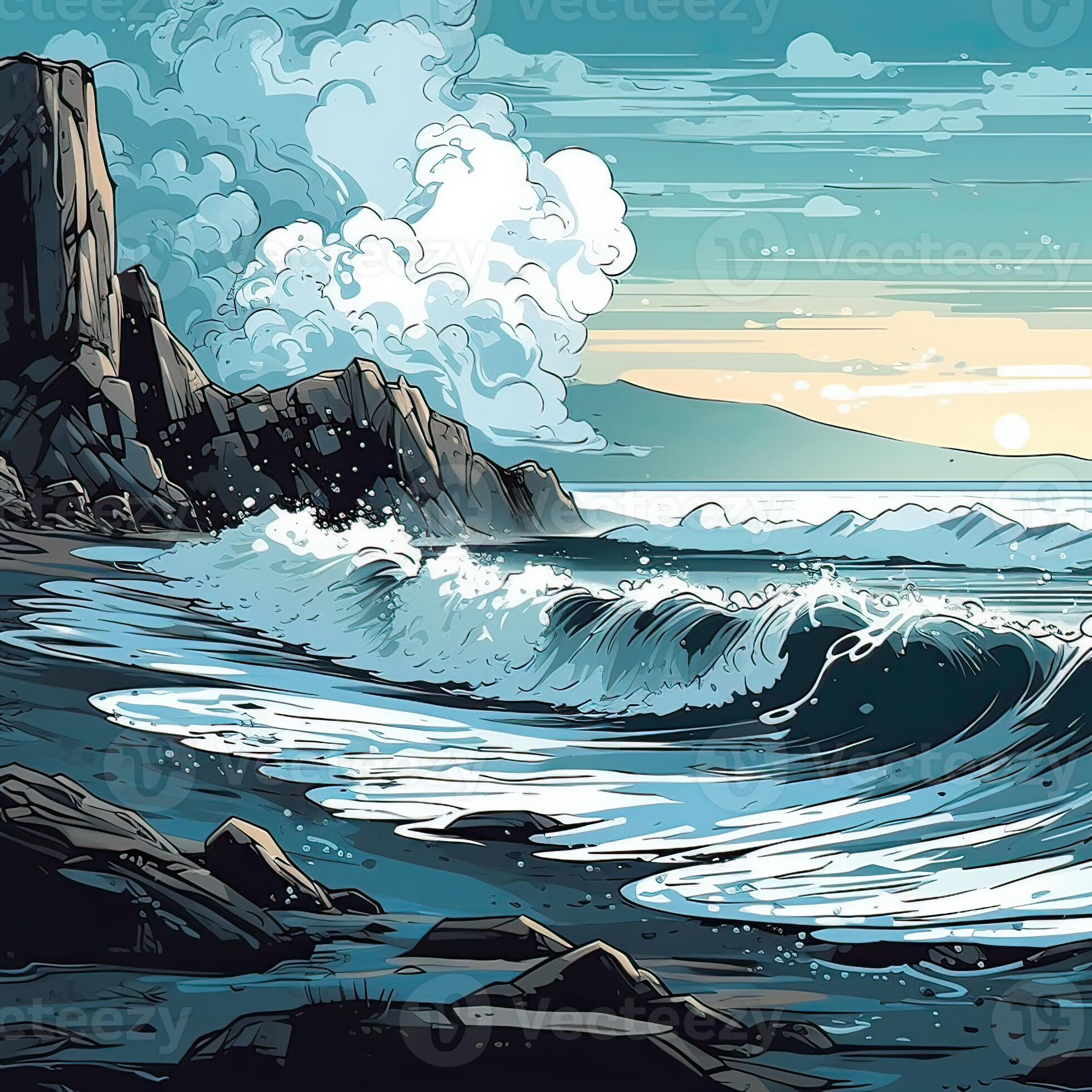 Cartoon Waves Crashing