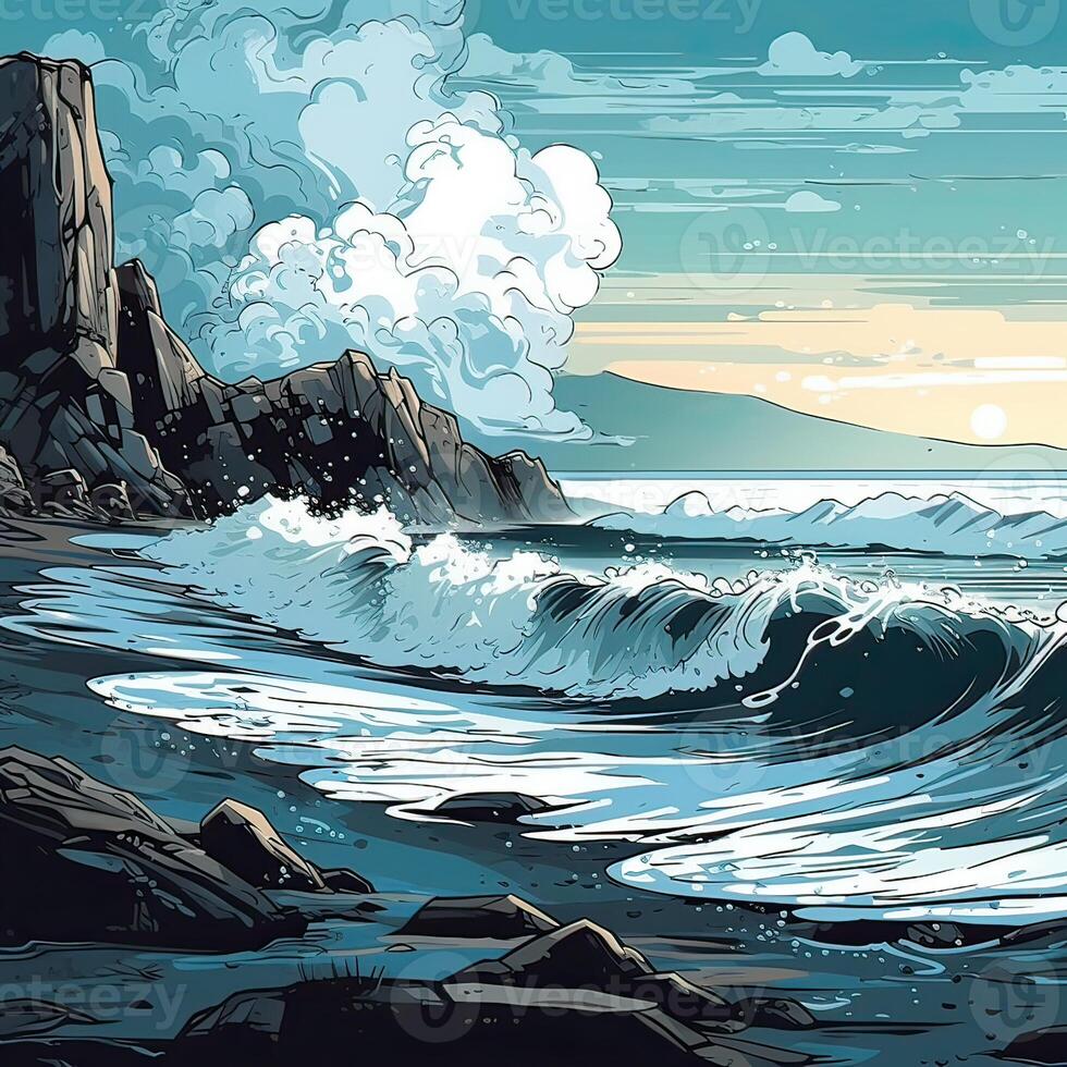 Ocean Waves Cartoon Stock Photos, Images and Backgrounds for Free Download