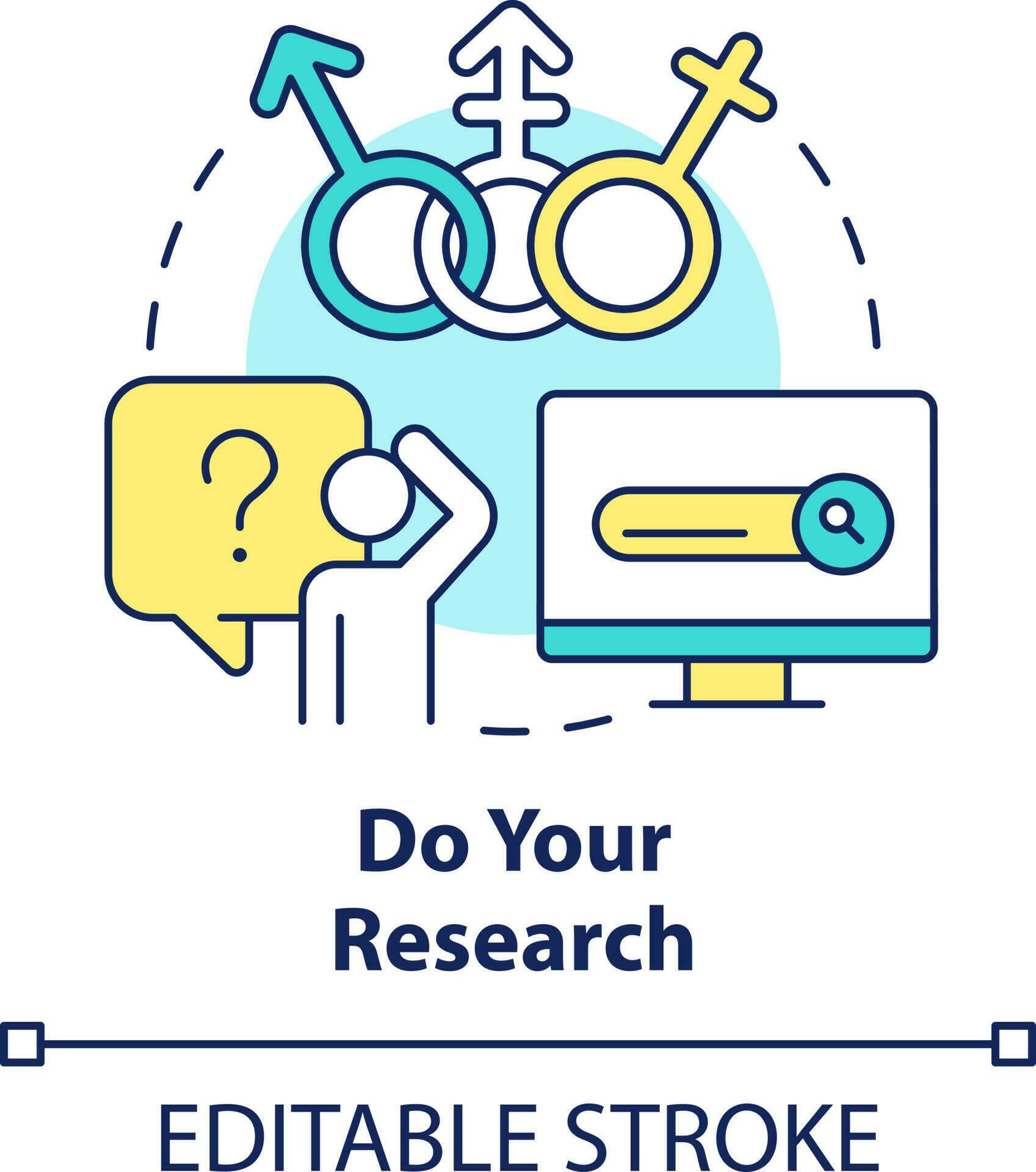 Do Your Research Concept Icon Transgender People Supporting Gender