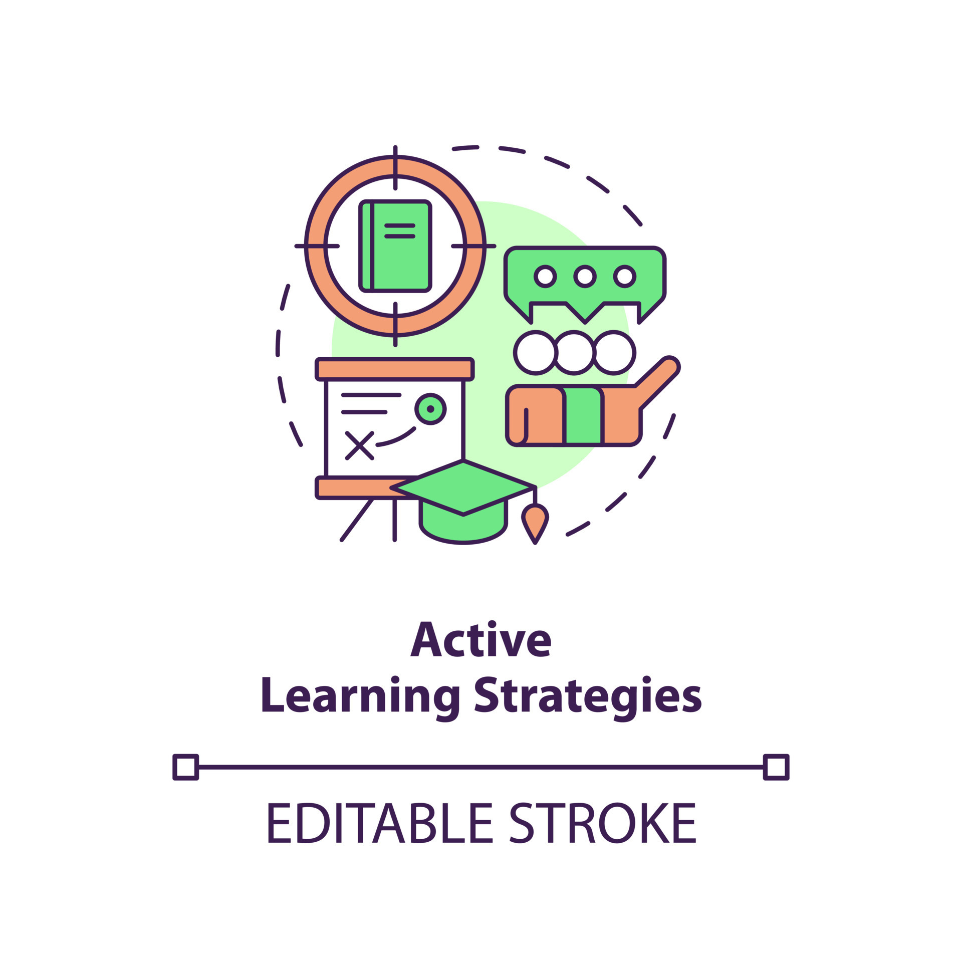 Active learning strategy concept icon. Learning strategy. College ...