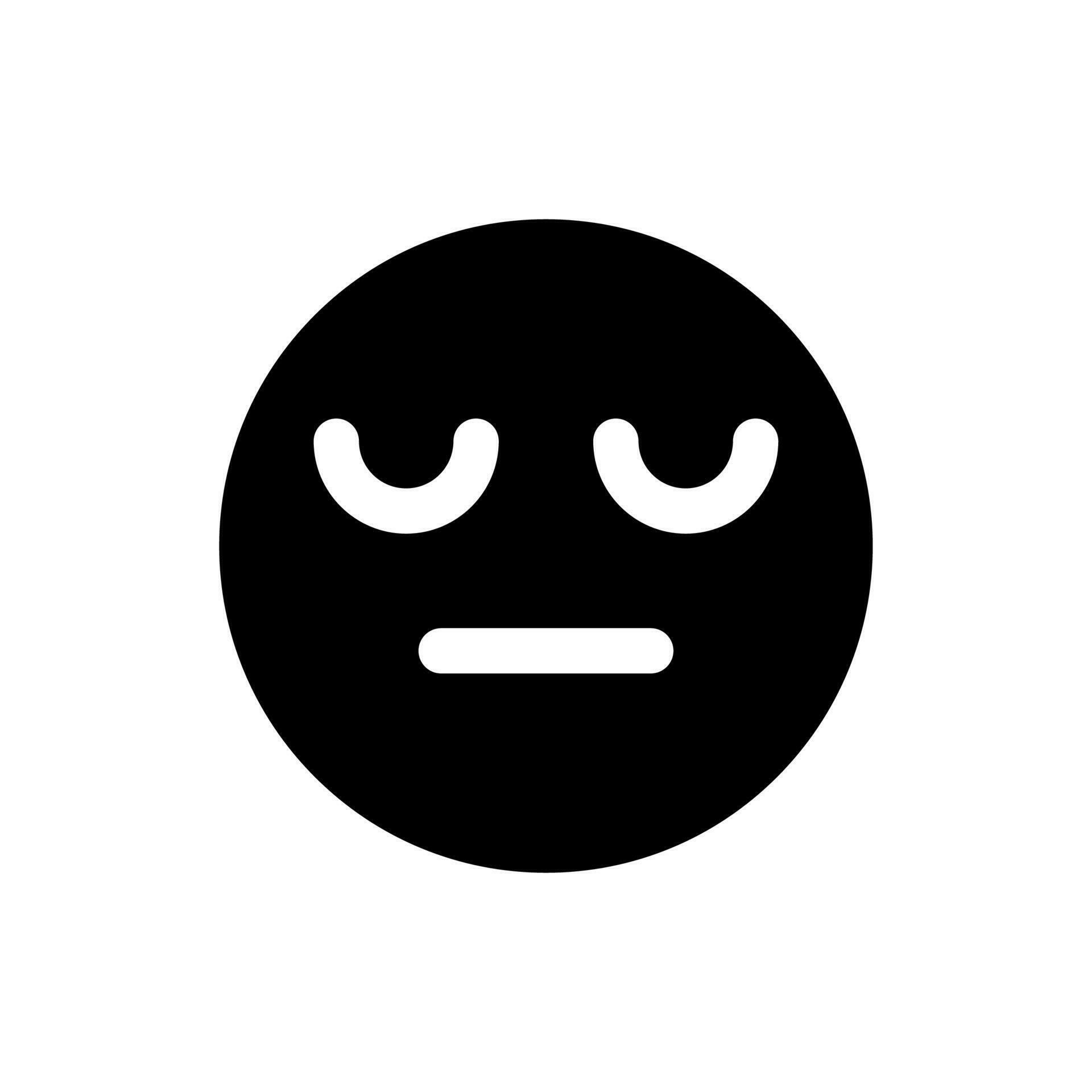 Sleepy face black glyph ui icon. Indifferent emotion. Feelings ...