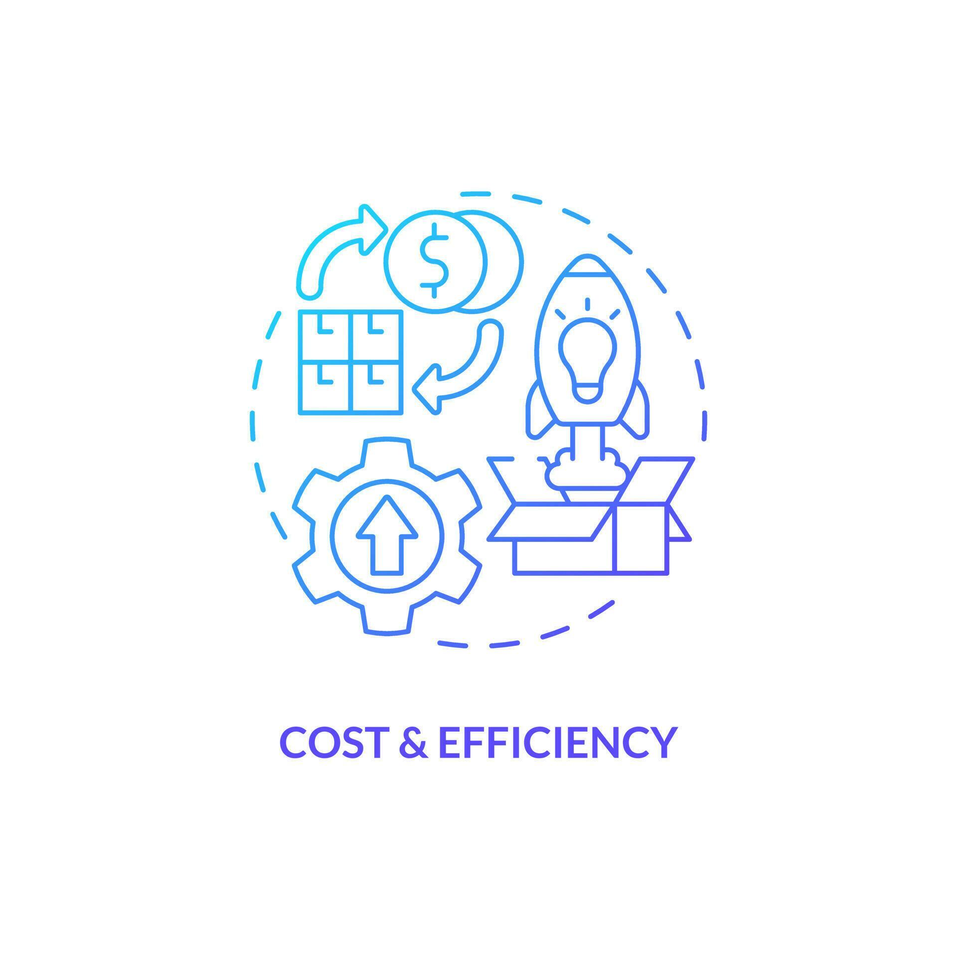 Cost and efficiency blue gradient concept icon. SMED benefit. Expense ...