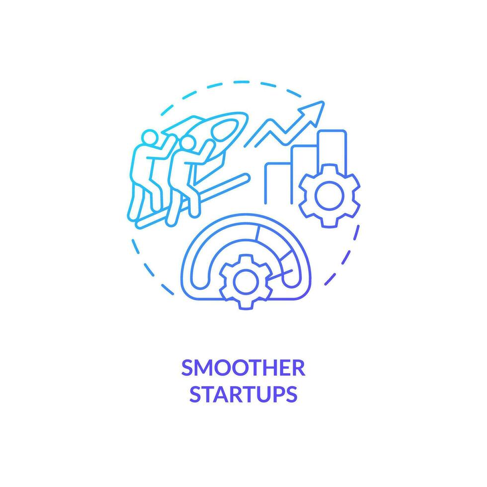 Smoother startups blue gradient concept icon. Lean production ... Smoother startups blue gradient concept icon. Lean production ...