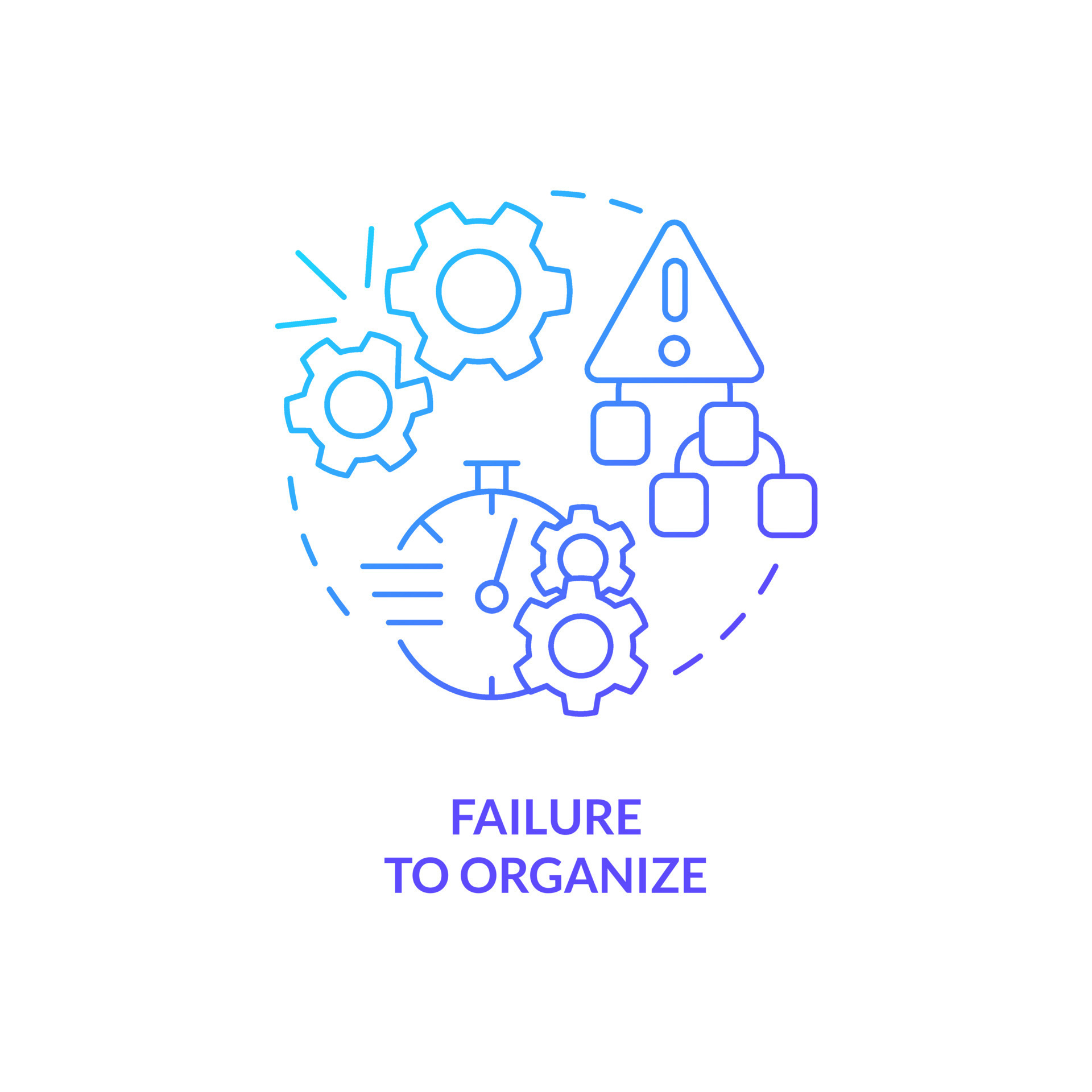 Failure to organize blue gradient concept icon. SMED related pitfall ... Failure to organize blue gradient concept icon. SMED related pitfall ...
