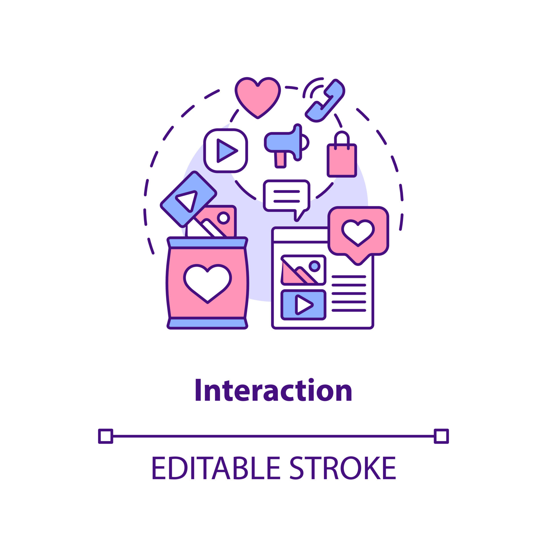 Interaction Concept Icon Communication Ways Social Media Advertising Benefit Abstract Idea