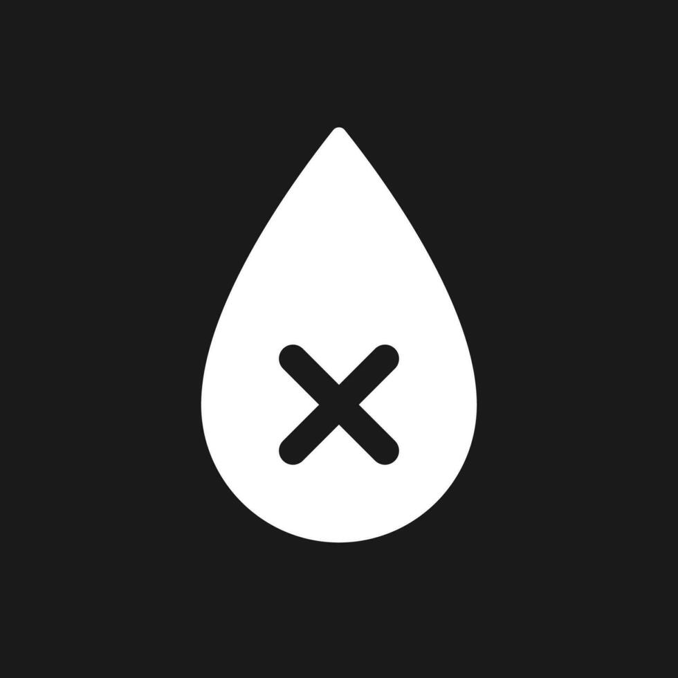 Dehydration dark mode glyph ui icon. Restriction and prohibition. User interface design. White ...