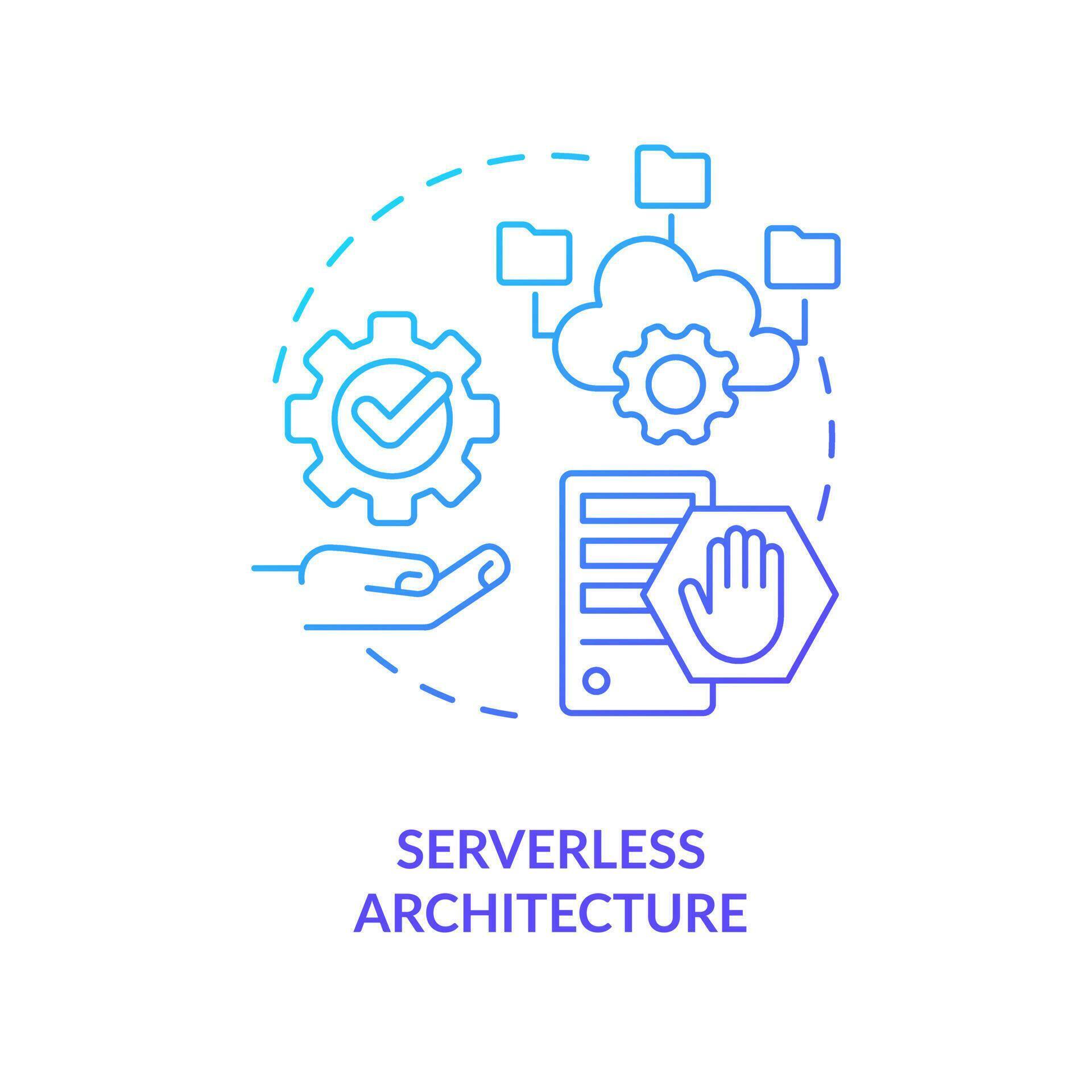Serverless architecture blue gradient concept icon. Cloud provider. Trending web development ...