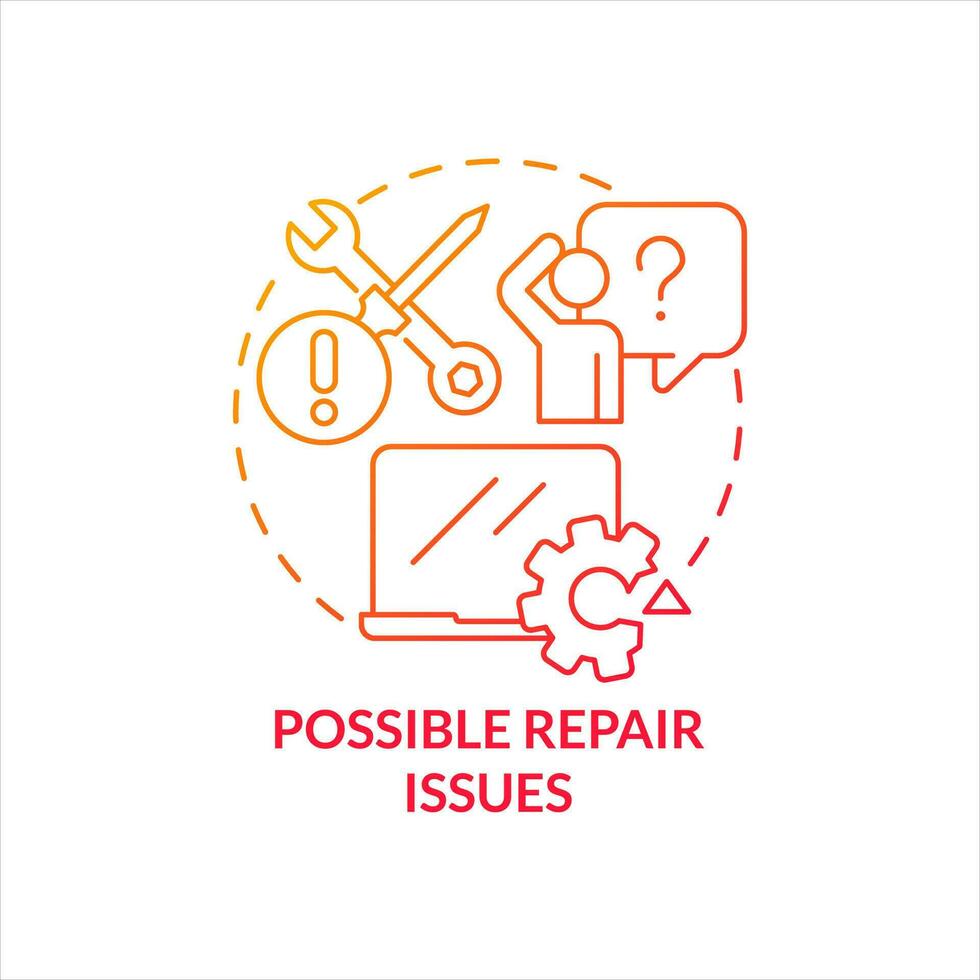 Possible repair issues red gradient concept icon. Equipment service. Hardware maintenance ...