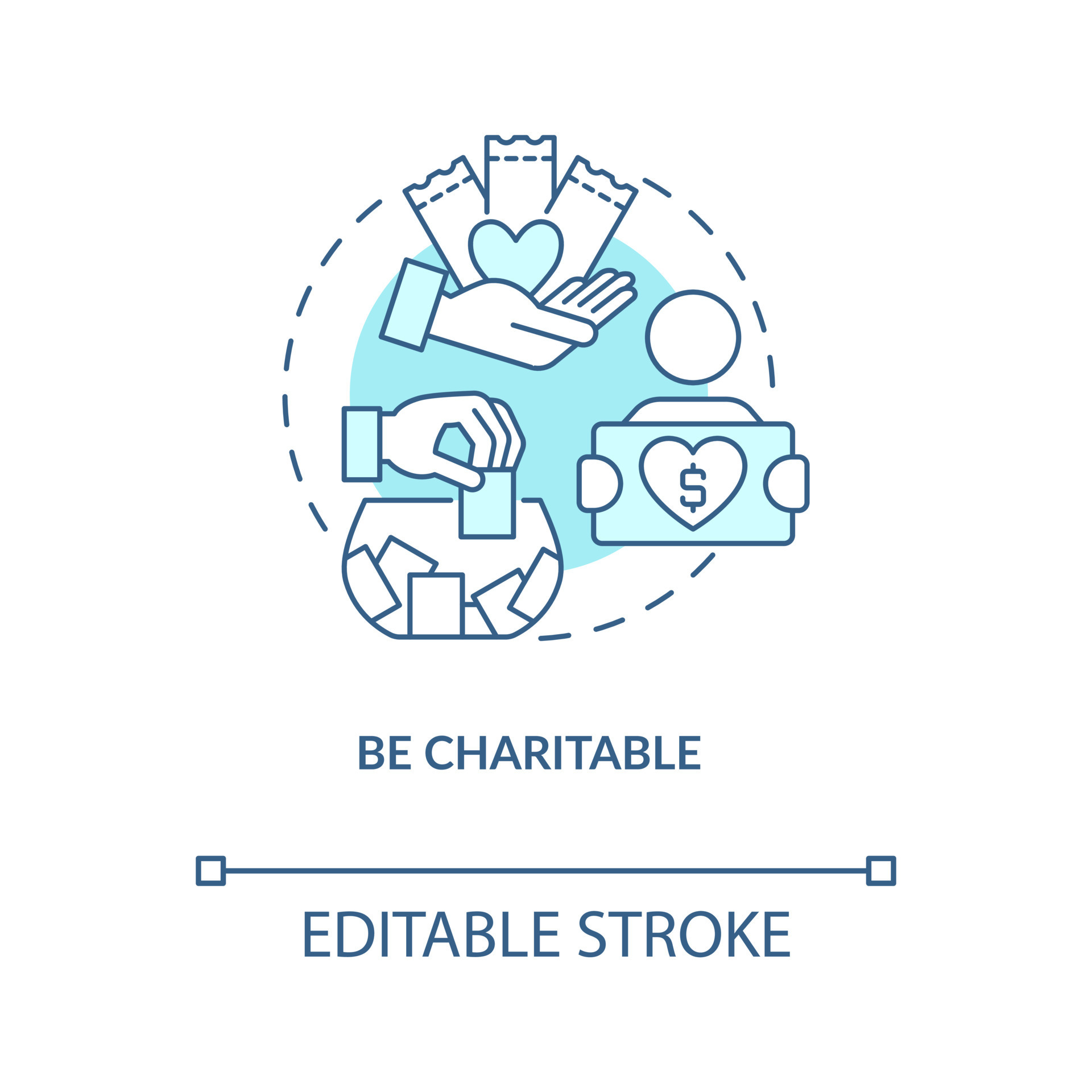Use charitable involvement turquoise concept icon. Finding more customers tip abstract idea thin ...