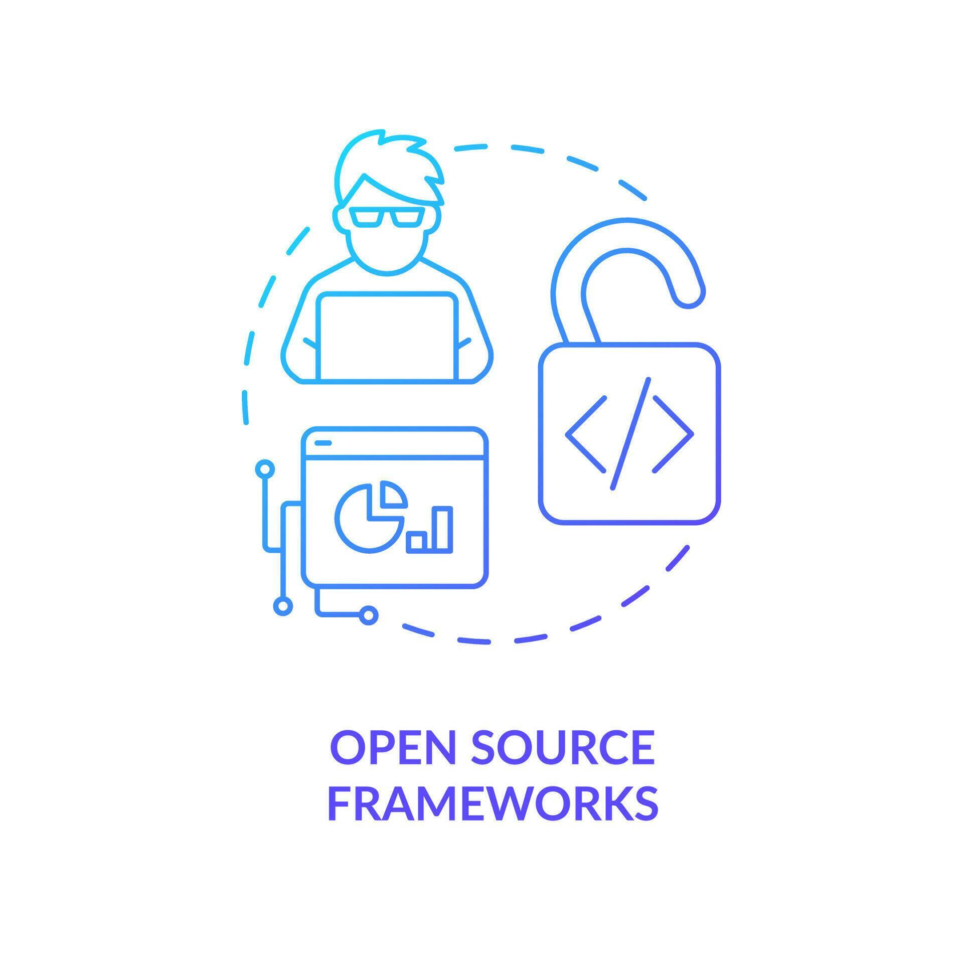 Open Source Frameworks Blue Gradient Concept Icon Digital Production