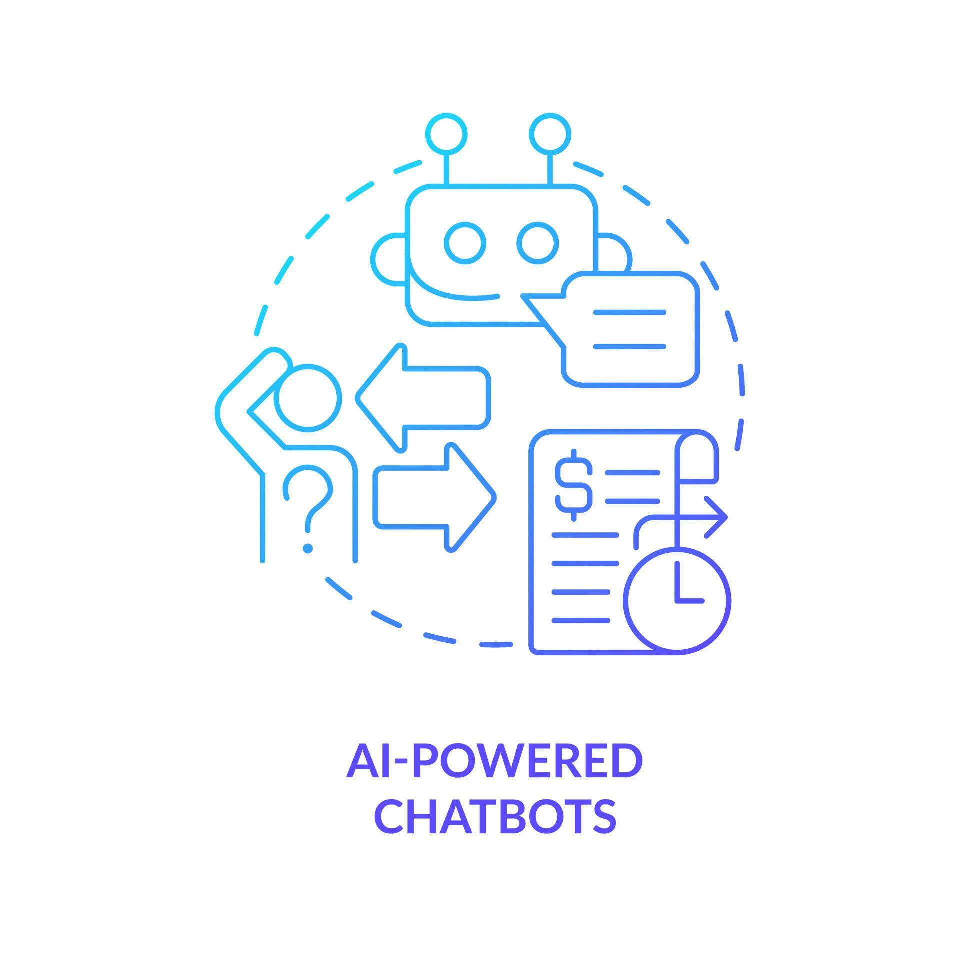 AI powered chatbots blue gradient concept icon. Instant support. Web application development ...
