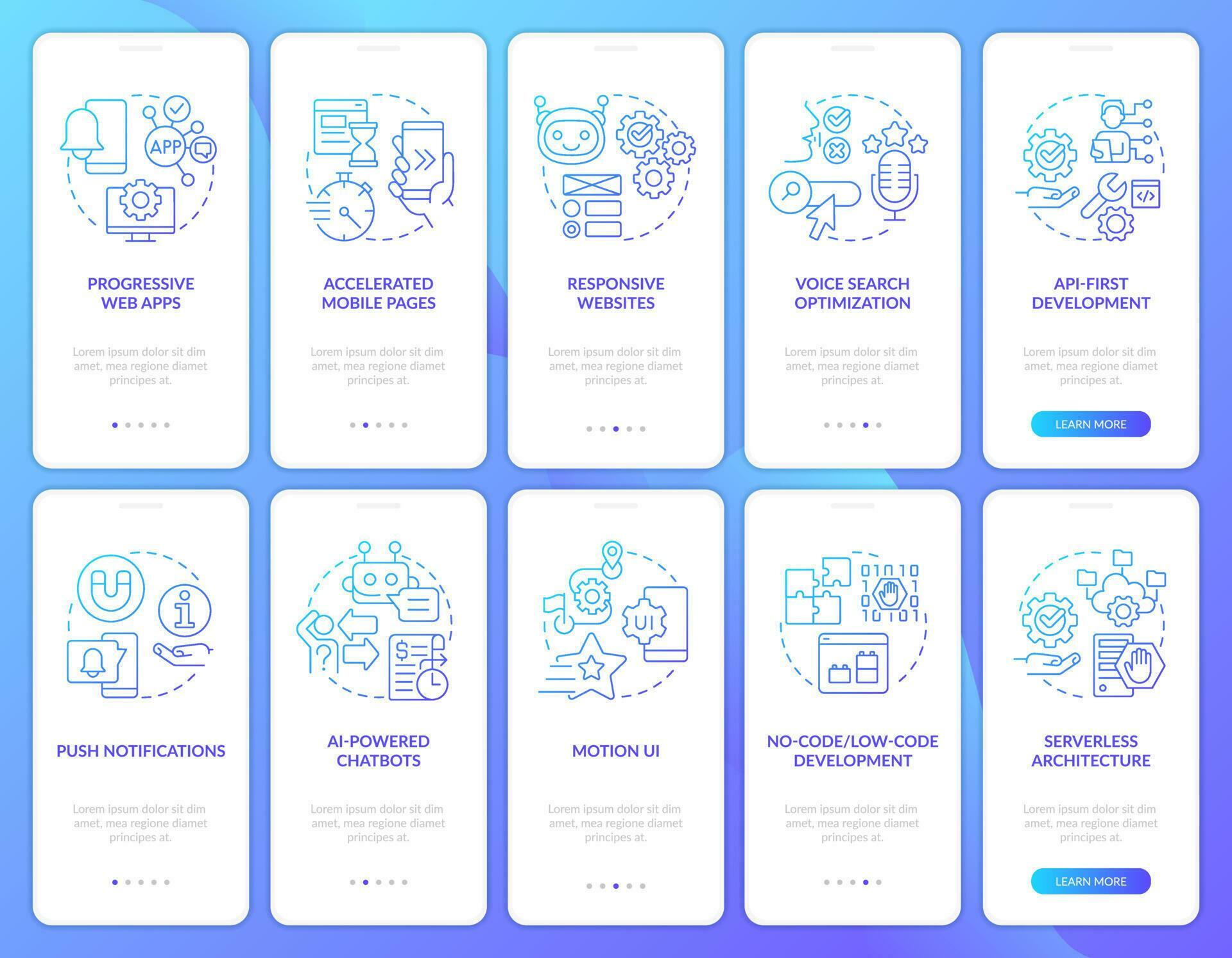 Digital Technology Tendency Blue Gradient Onboarding Mobile App Screen