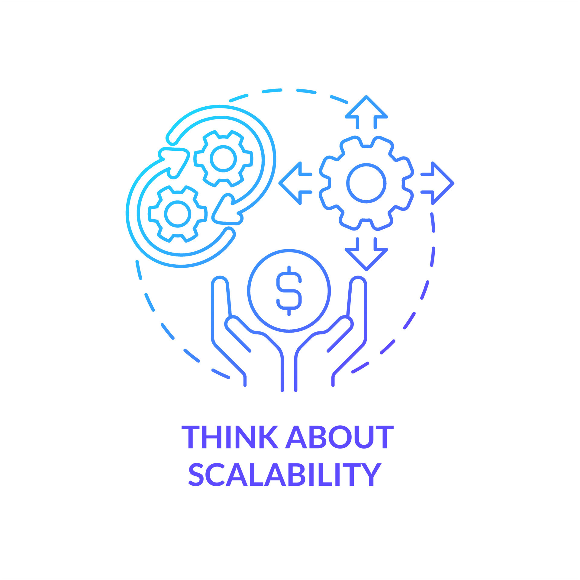 Think About Scalability Blue Gradient Concept Icon Expand Company