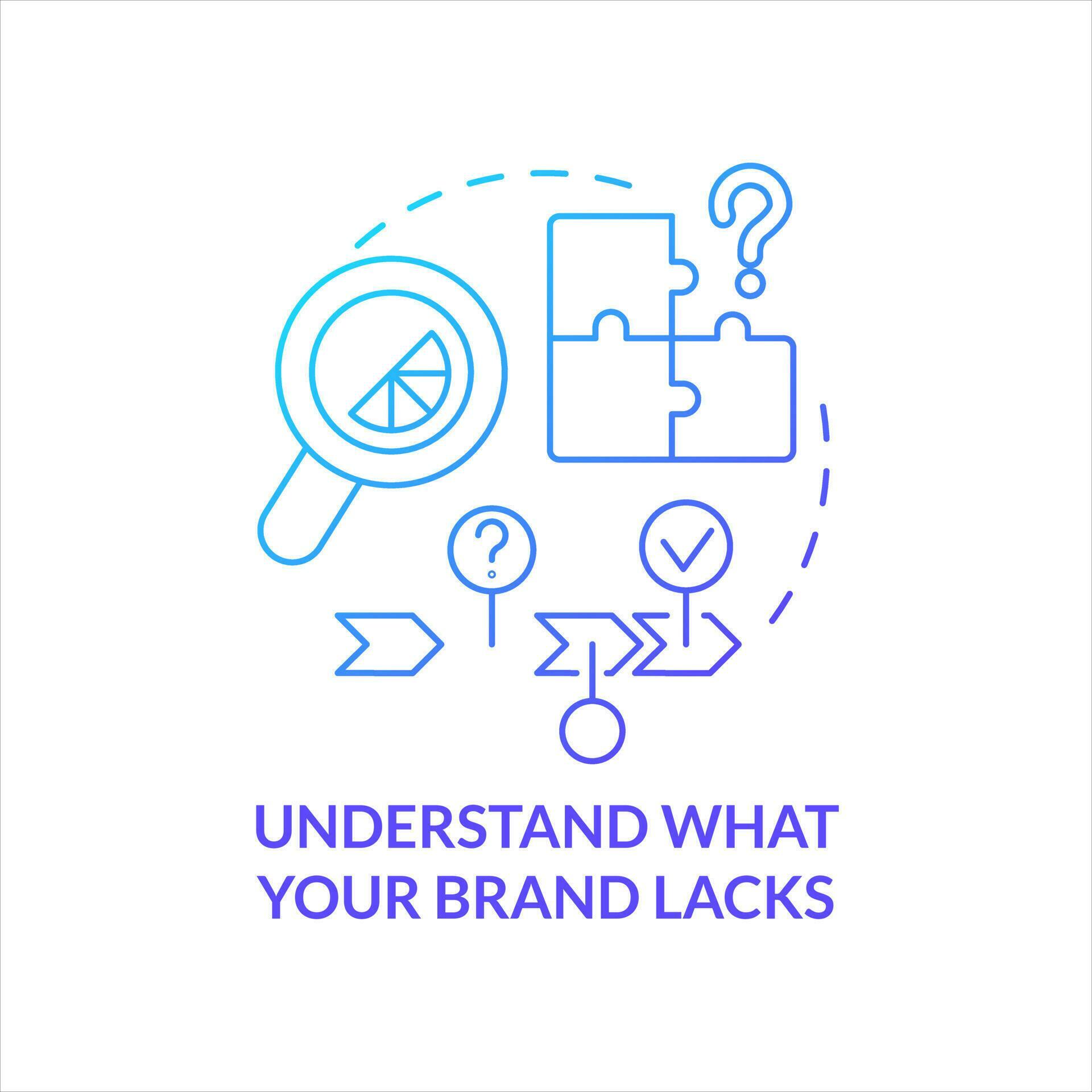 Understand your brand lacks blue gradient concept icon. Define business weaknesses. Check ...