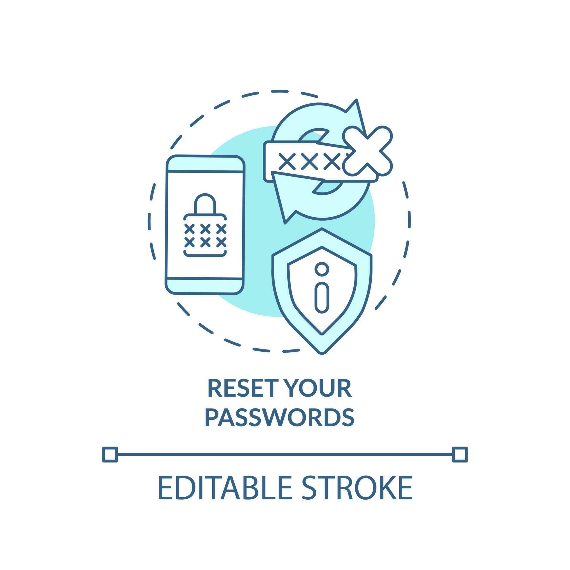 Reset Your Passwords Turquoise Concept Icon Fix After Hacking Attack Abstract Idea Thin Line