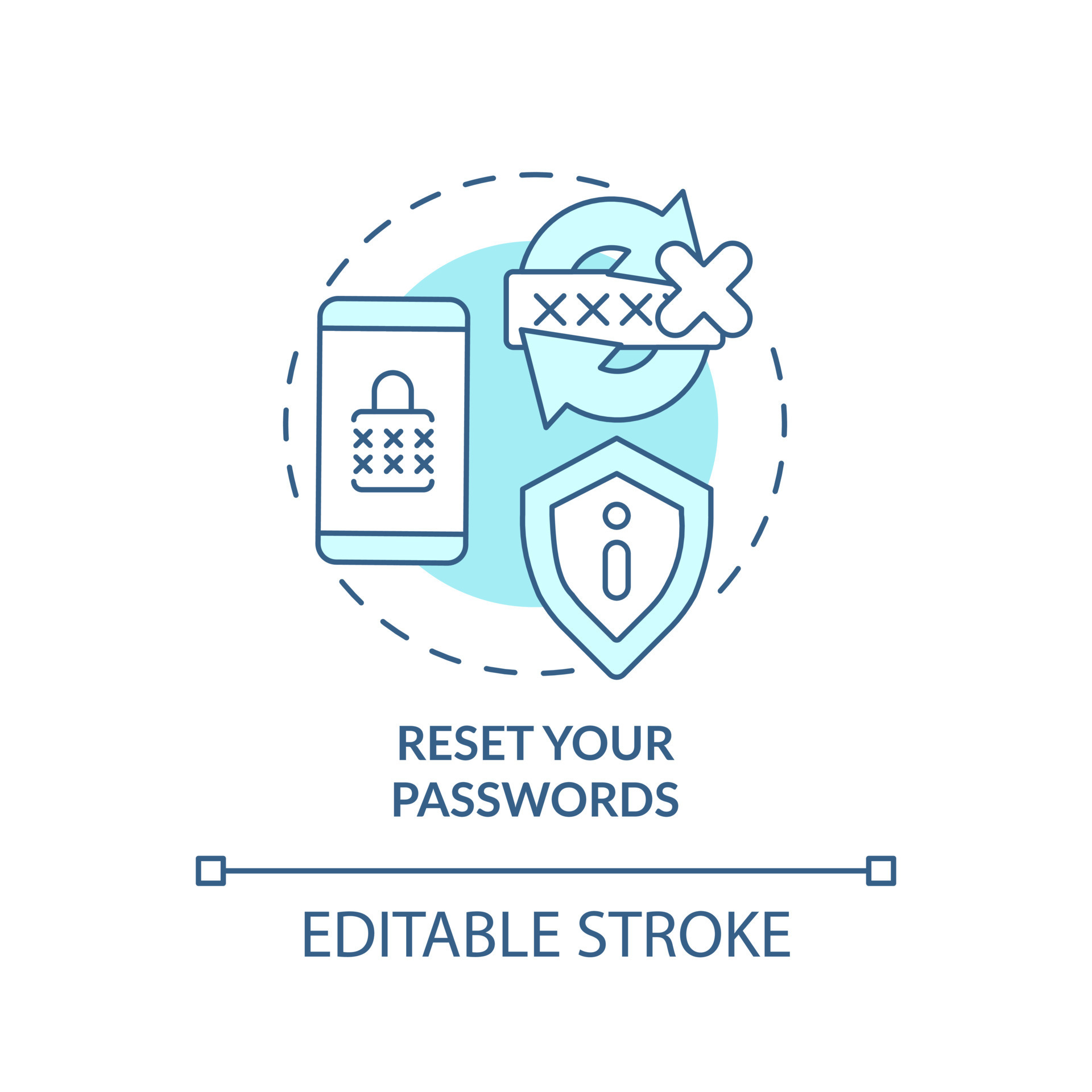 Reset Your Passwords Turquoise Concept Icon Fix After Hacking Attack