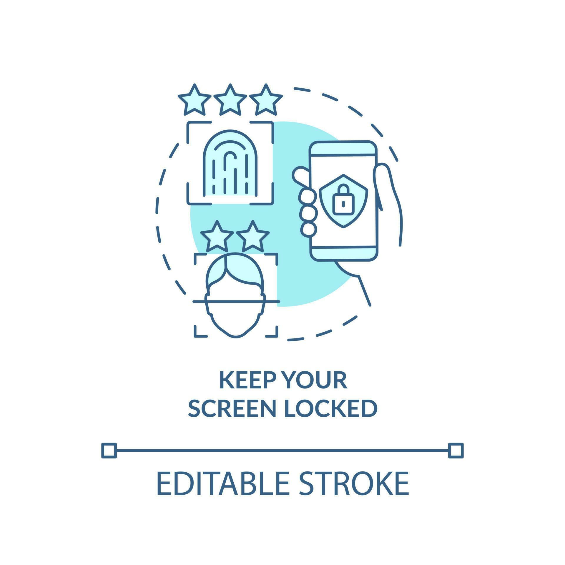Keep your screen locked turquoise concept icon. Fingerprint authentication abstract idea thin ...
