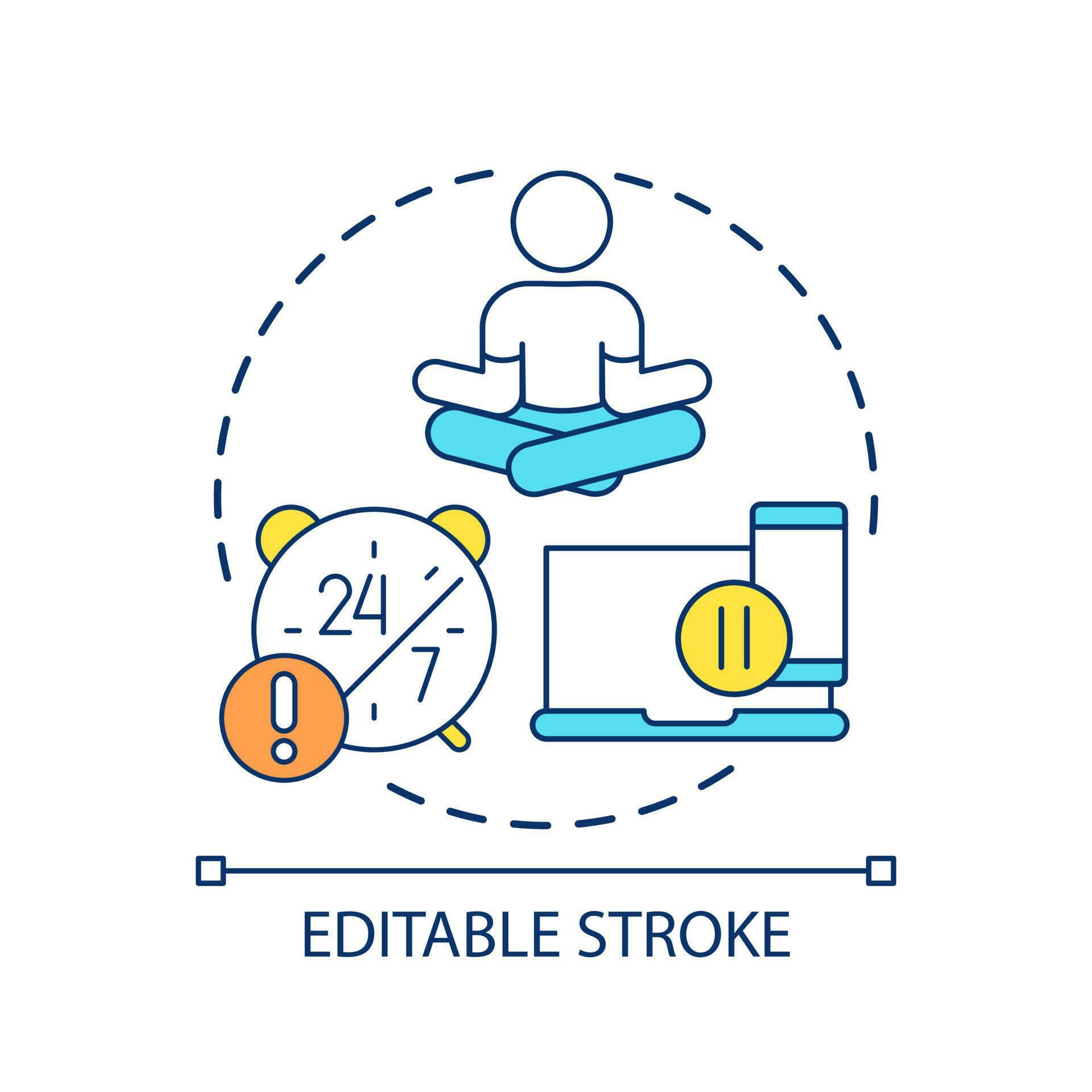 Set healthy screen free limits concept icon. Social media addiction. Stop doomscrolling abstract ...