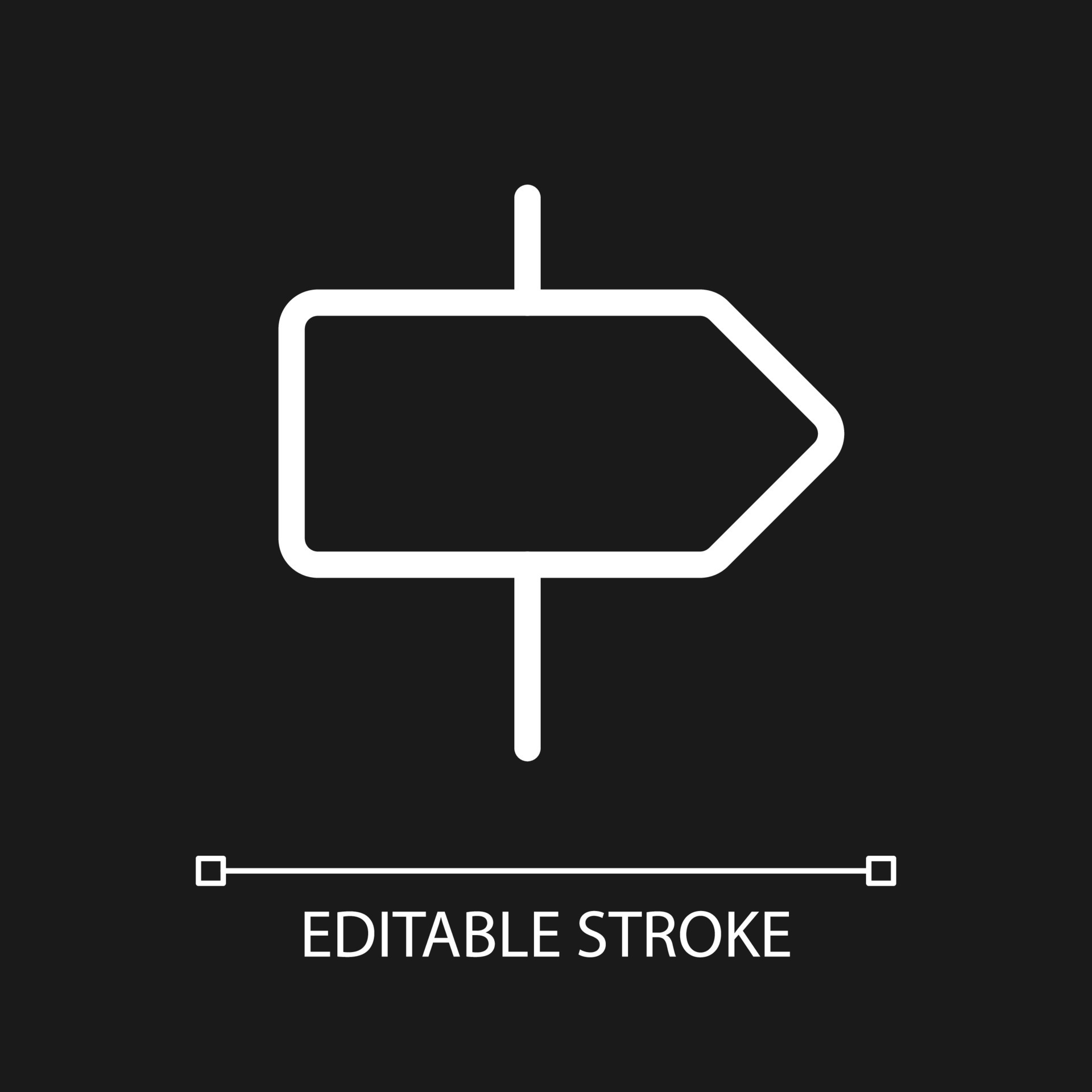 Road pointer pixel perfect white linear ui icon for dark theme. Direction. GPS navigation ...