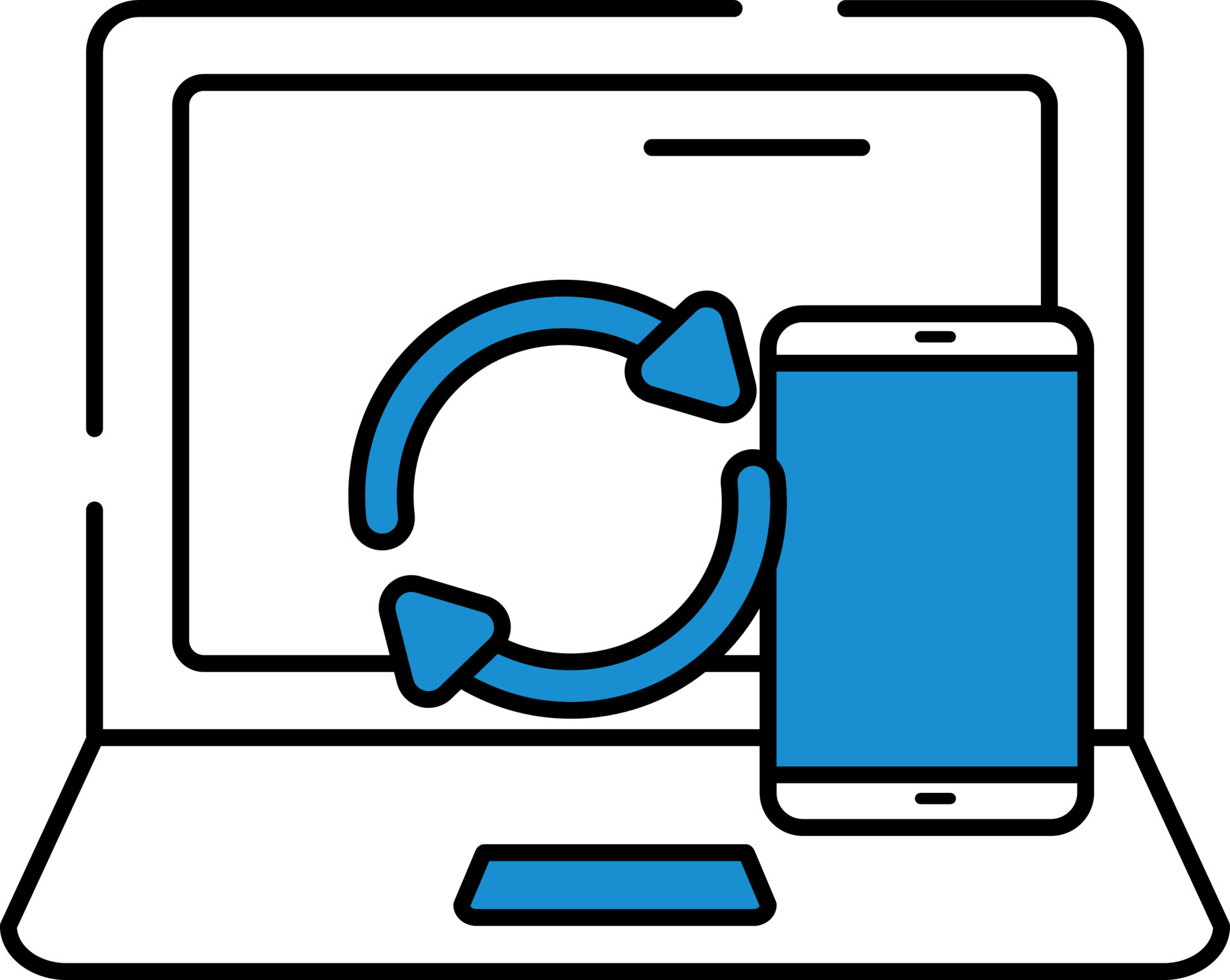 Data Sync From Smart Device Icon In Blue And White Color. 24323414 ...