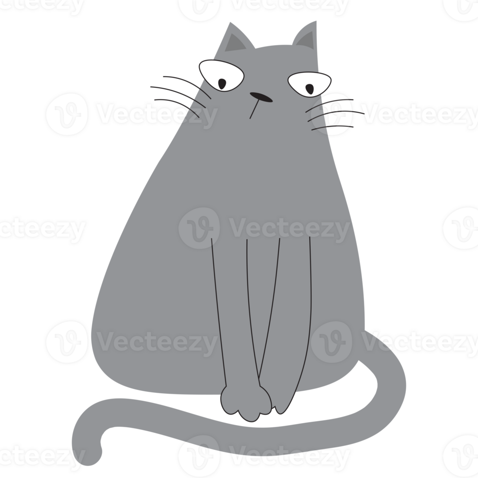 Cute Cat Character Doodle Cartoon Style 24323844 Png